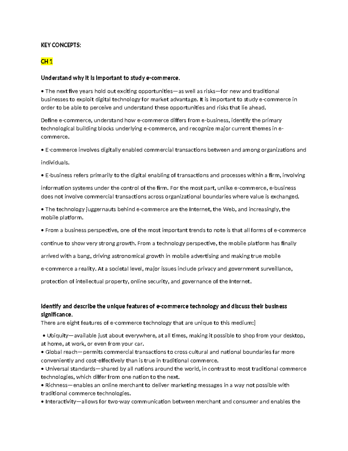 KEY CONCEPTS: CH 1 - Understanding Digital Technology in E-commerce ...