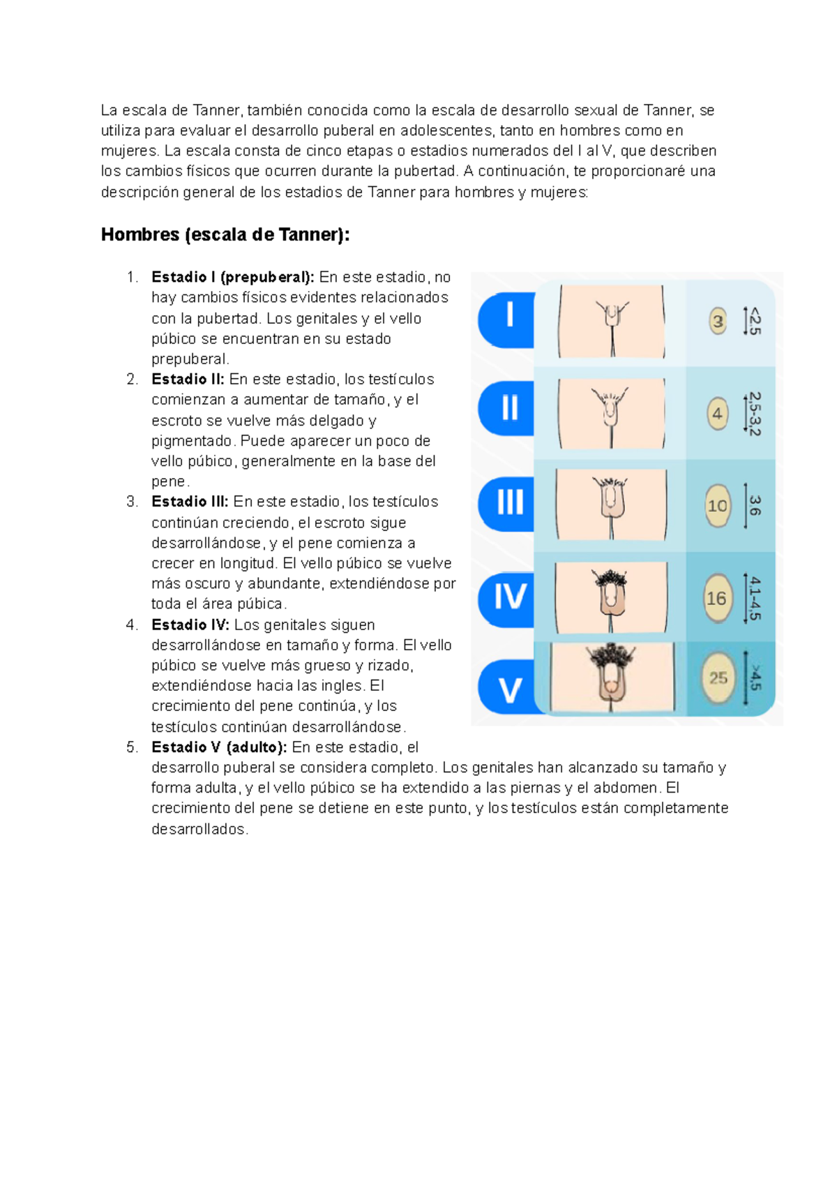 Escala de Tanner: Desarrollo Sexual en Adolescentes - Etapas I a V ...