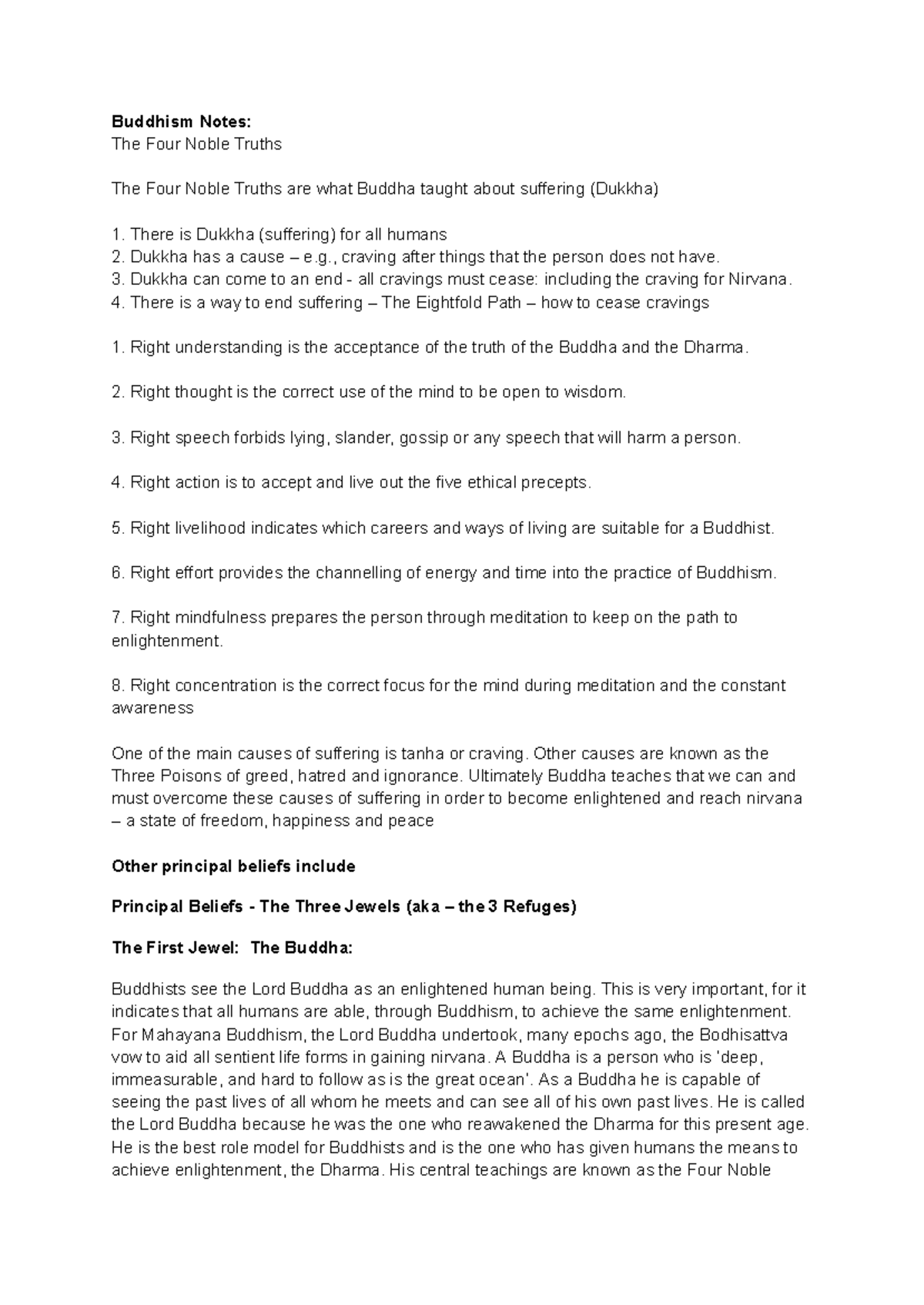 Buddhism Notes: Understanding the Four Noble Truths and Eightfold Path ...