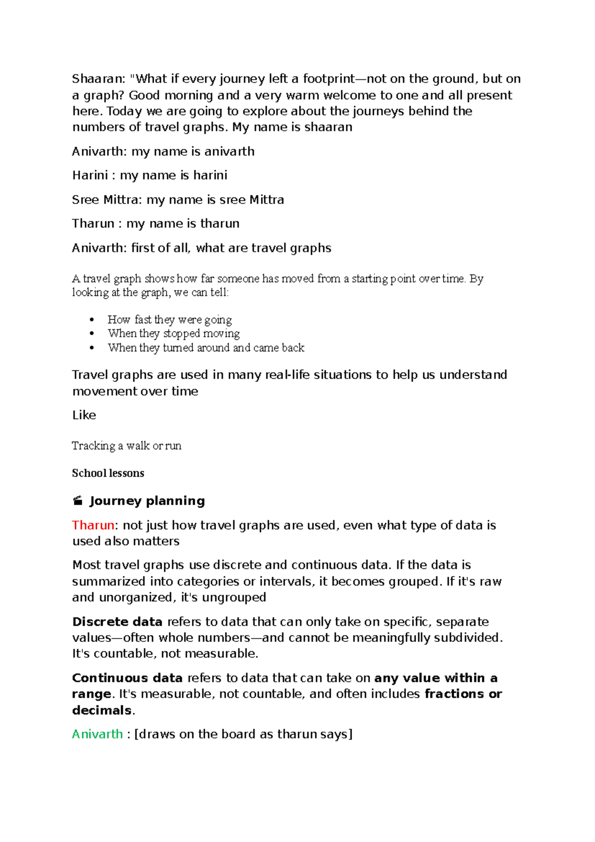 Math - Travel Graphs: Understanding Movement Over Time - Studocu