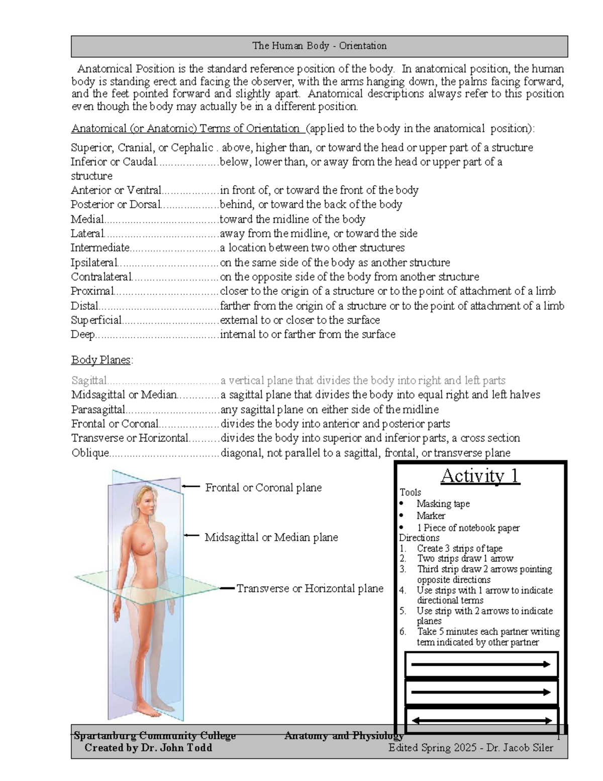 Anatomy and Physiology 1: Human Body Orientation and Terminology - Studocu