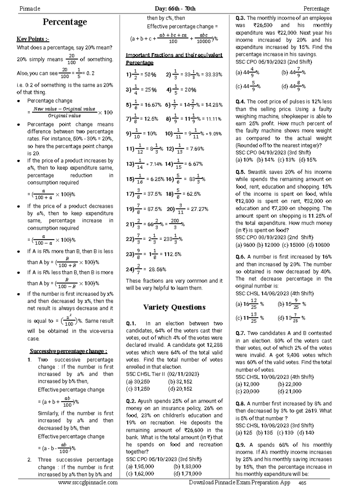 66th CHSL Tier II Exam: Comprehensive Percentage Change Guide - Studocu
