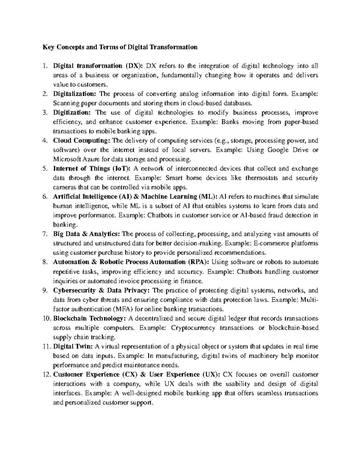 IS485 Key Terms and Concepts in Digital Transformation - Studocu