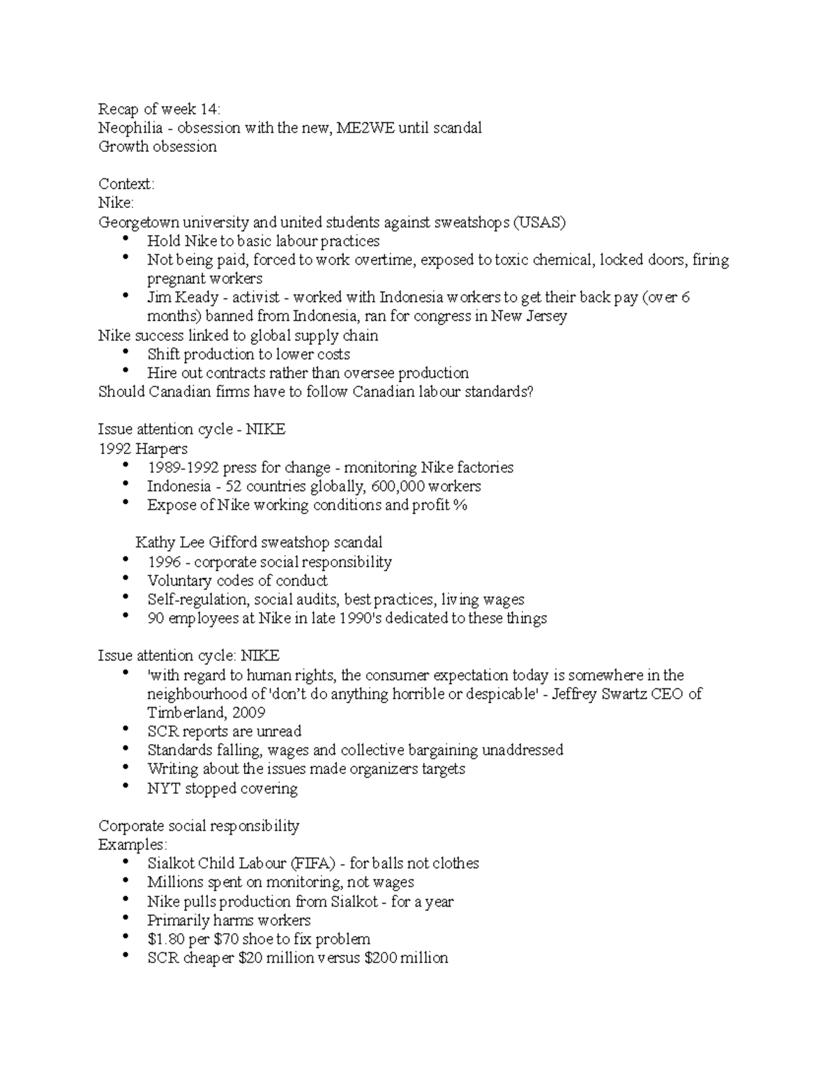 PoliSci 401 - Week 15 Recap: Corporate Responsibility and Global Issues ...