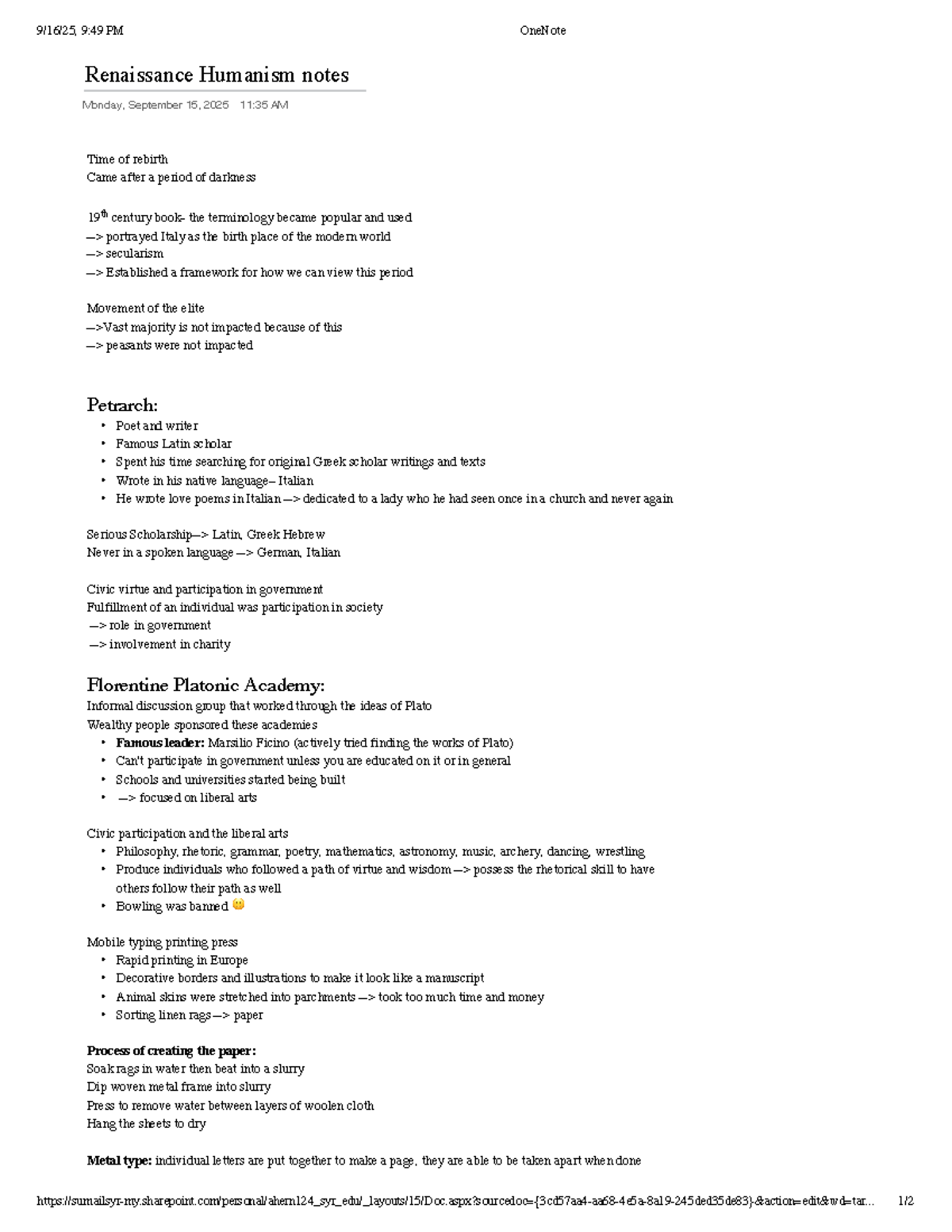 HST 111: Renaissance Humanism - Key Concepts & Influences - Studocu