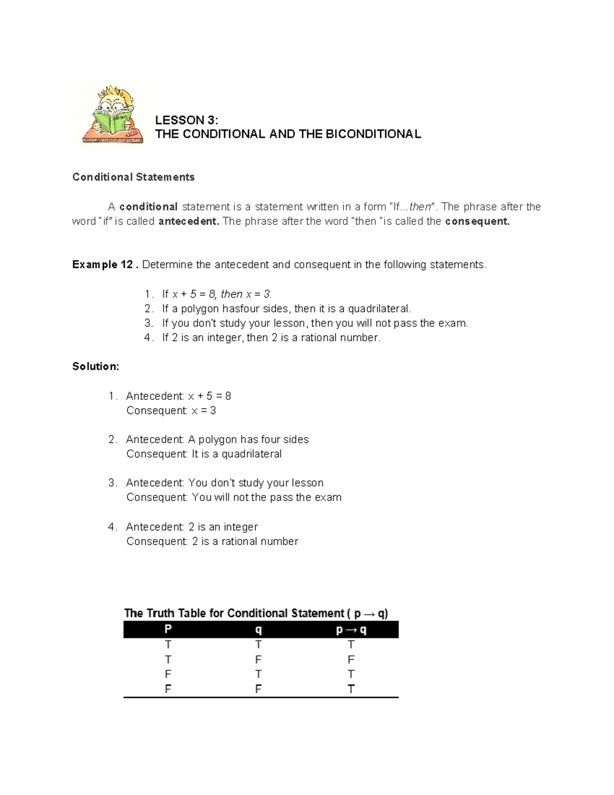 Module 5 Lesson 3: Understanding Conditional & Biconditional Statements ...