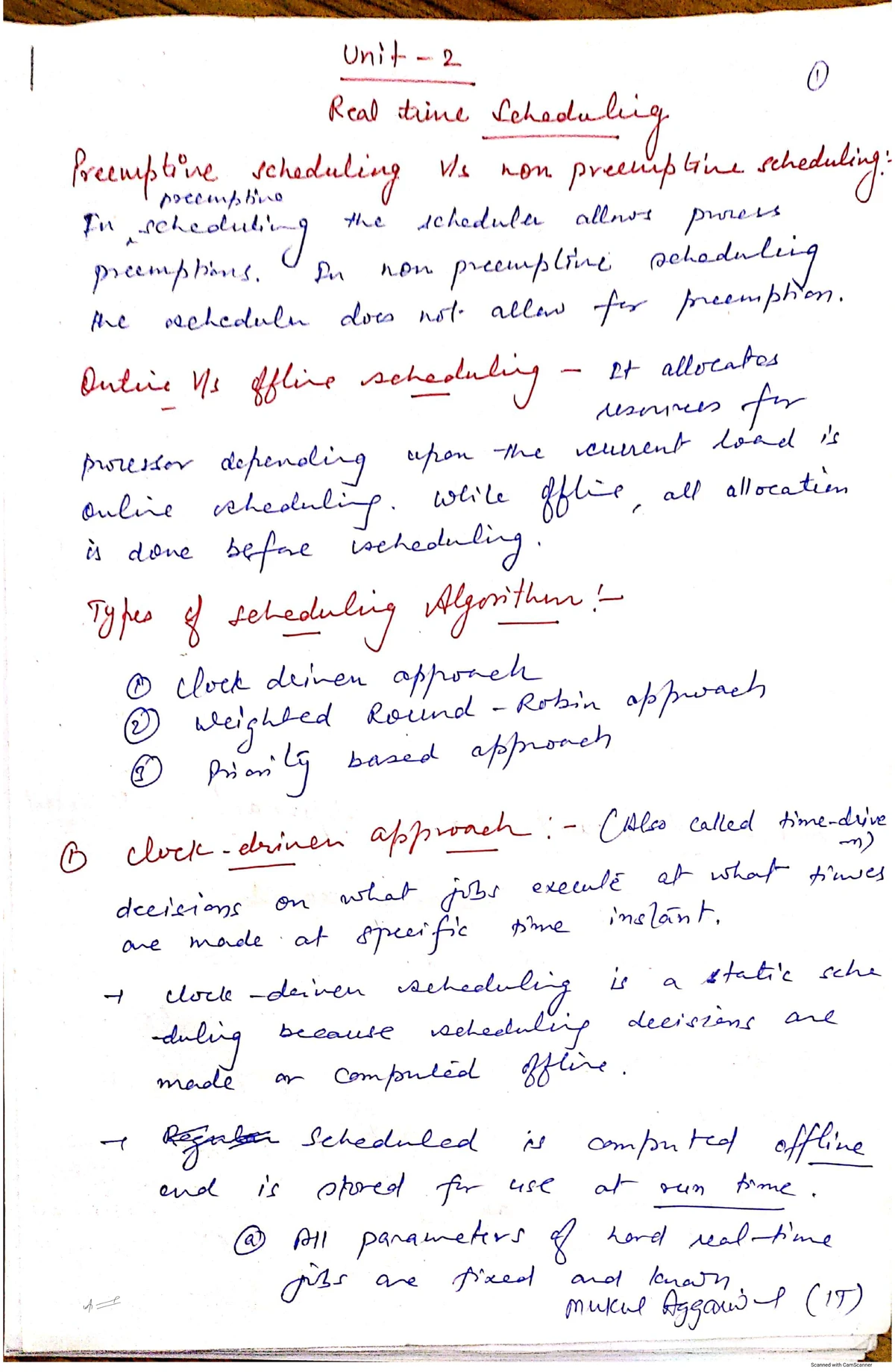 RTS UNIT 2 - Real time system unit 2 notes. - CLOCK-DRIVEN APPROACH In ...