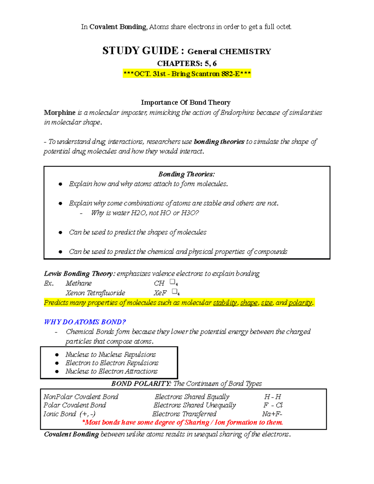 General Chemistry: Study Guide #3 (Chapters 5 & 6) - Studocu