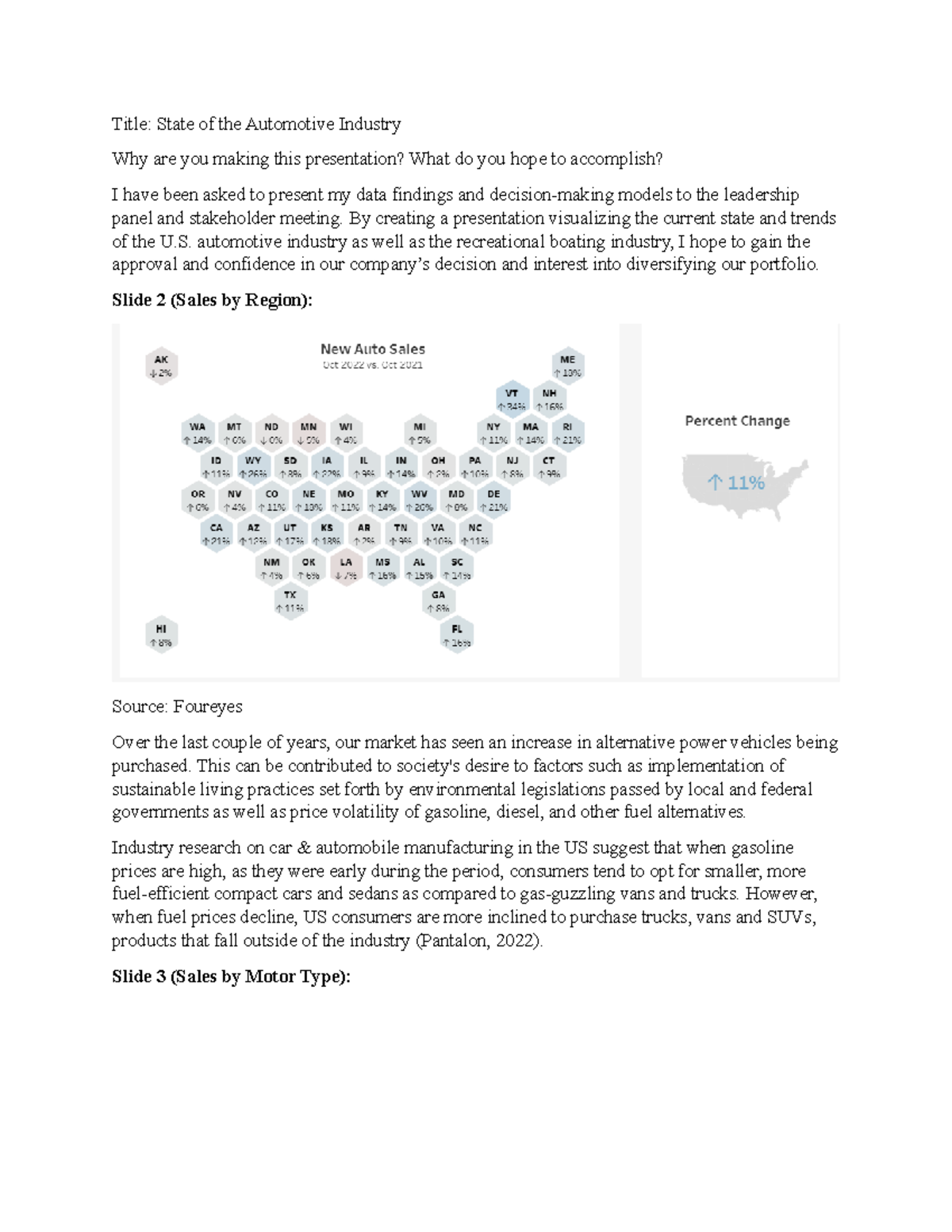 BUS225 Project Two Draft Outline - Title: State of the Automotive ...