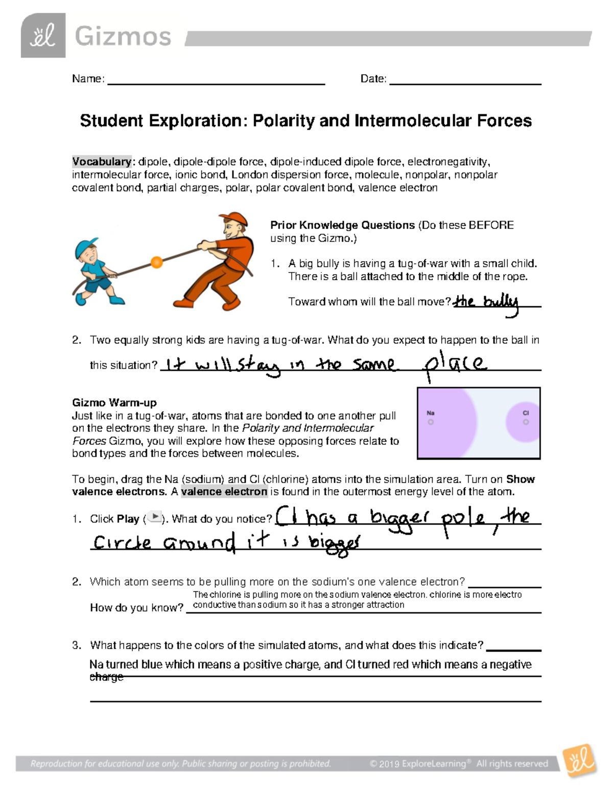 Polarity and Intermolecular Forces Exploration - SE 2019 - Studocu