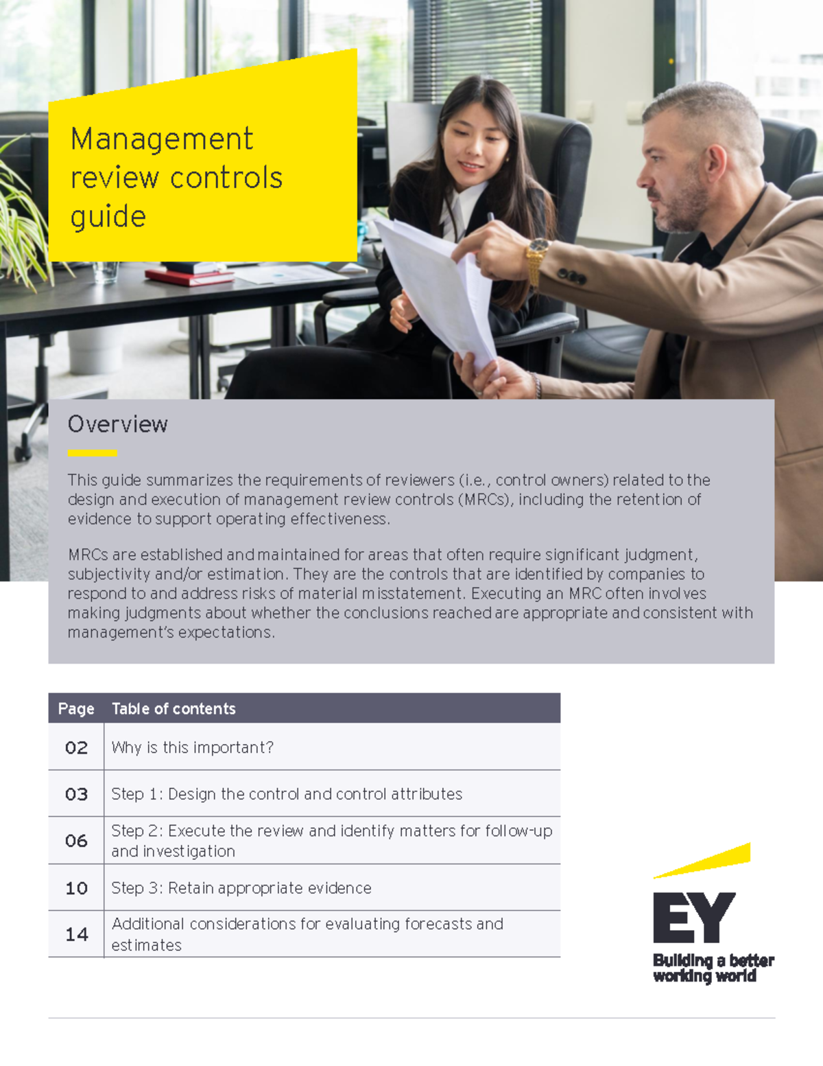 EY Management Review Controls Guide: Steps & Best Practices 2024 - Studocu