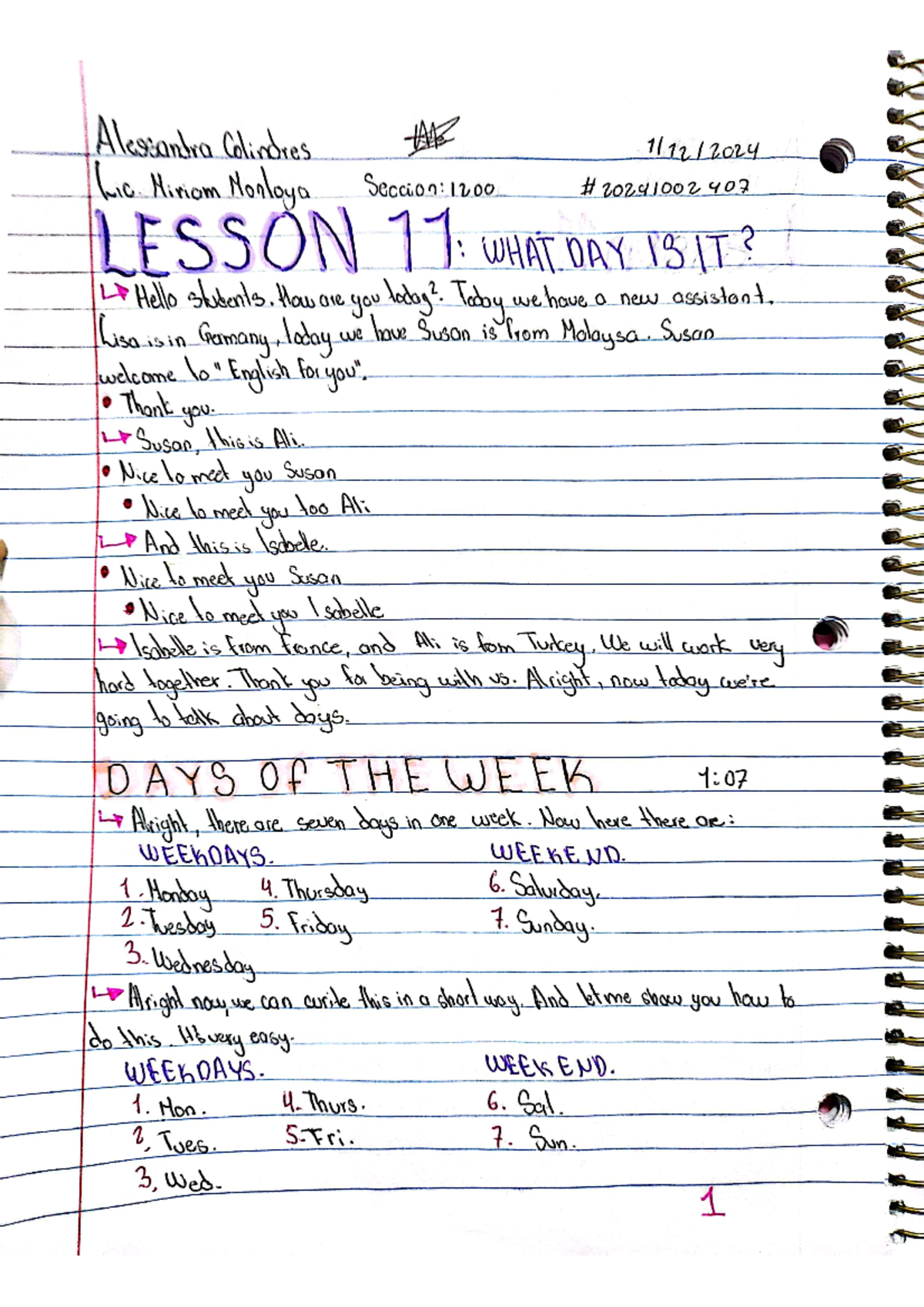 Lesson 11: What Day Is It? - English Course U3T3a41 - Studocu