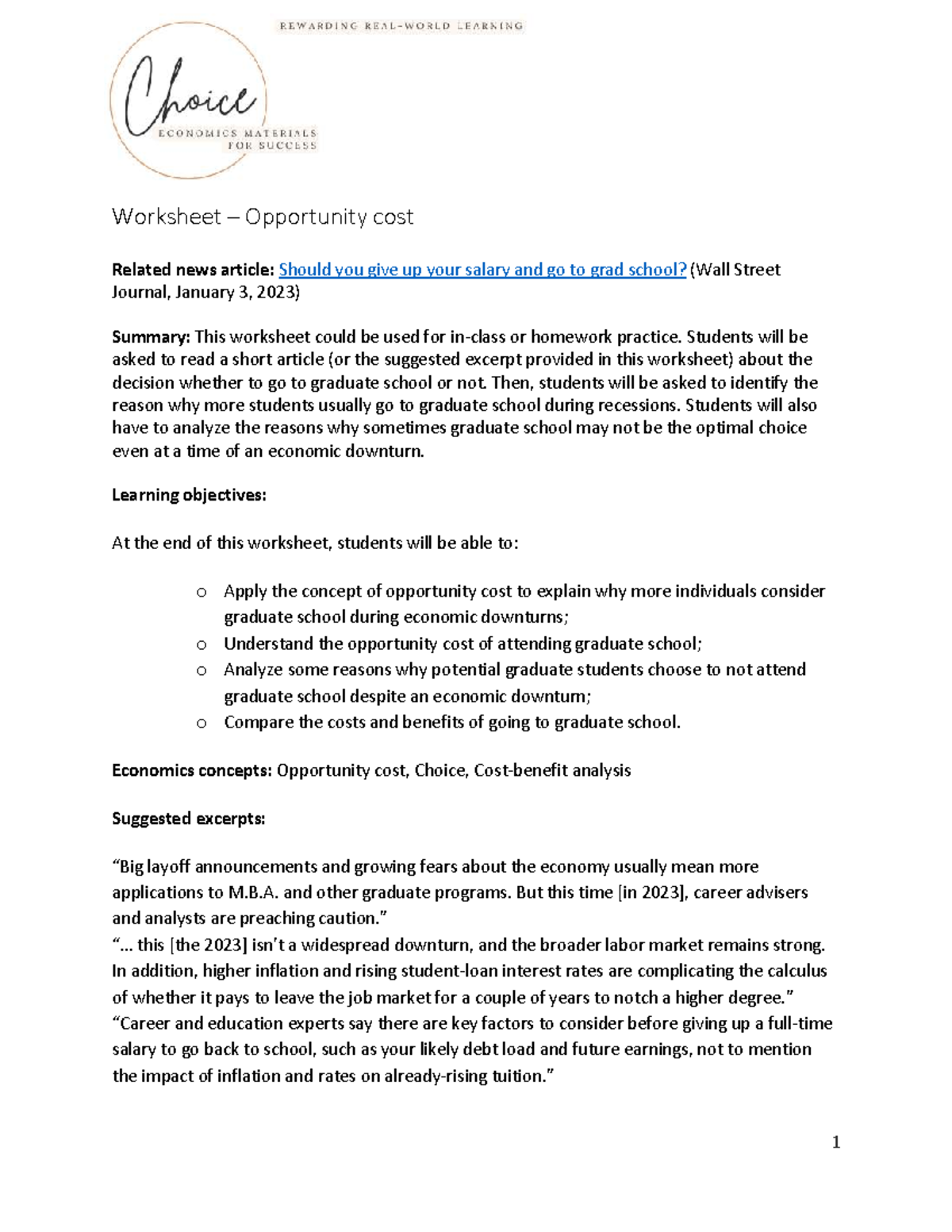 HW1 Opportunity Cost Worksheet: Analyzing Grad School Decisions - Studocu
