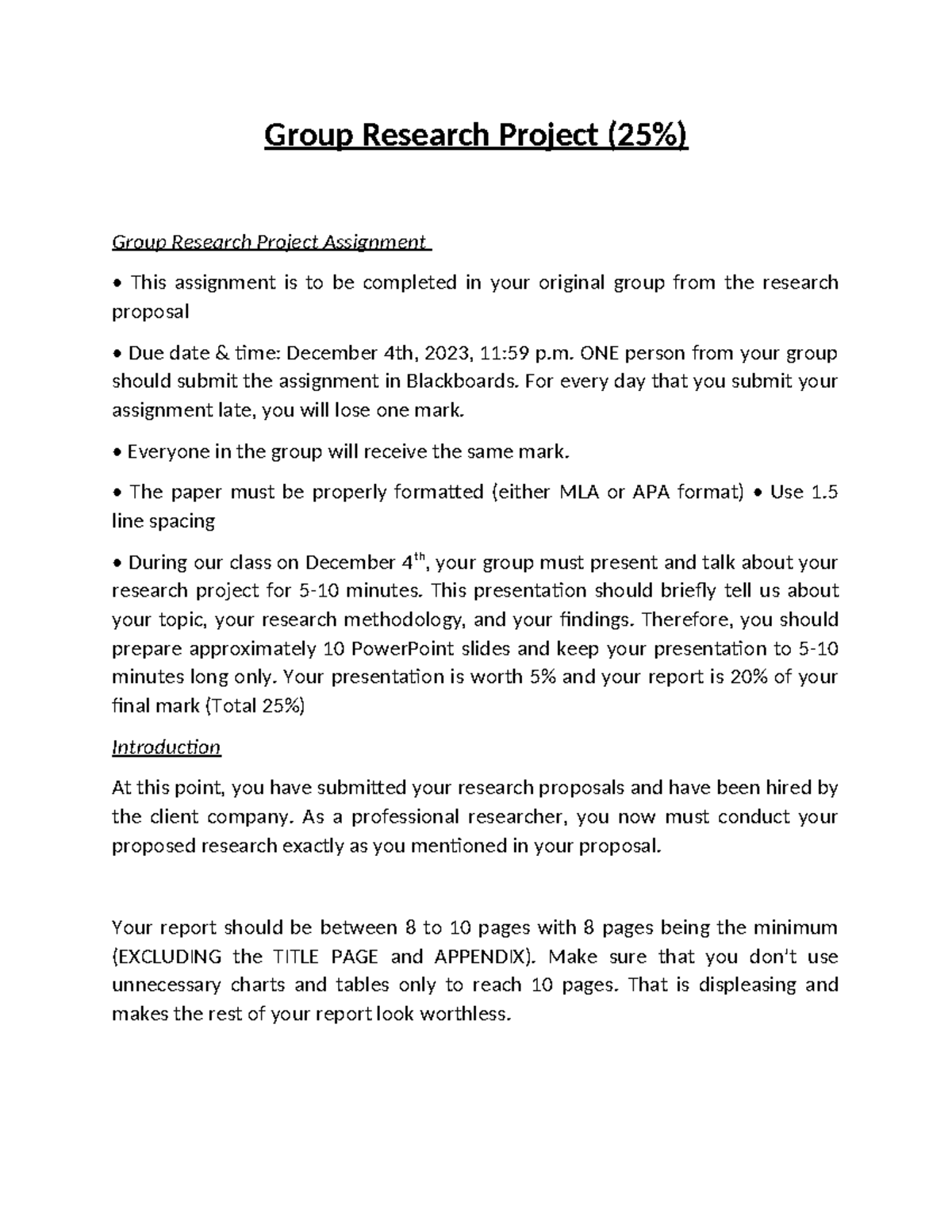 Group Research Project Report M - Guidelines and Requirements - Studocu