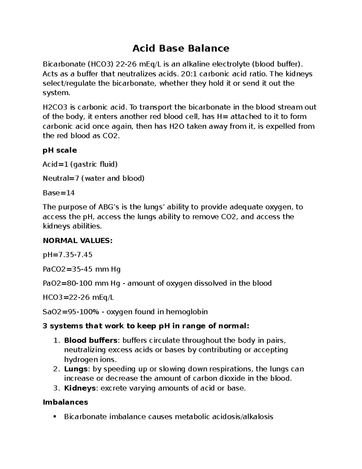 Acid Base Balance: Understanding Bicarbonate (HCO3) and pH Regulation ...