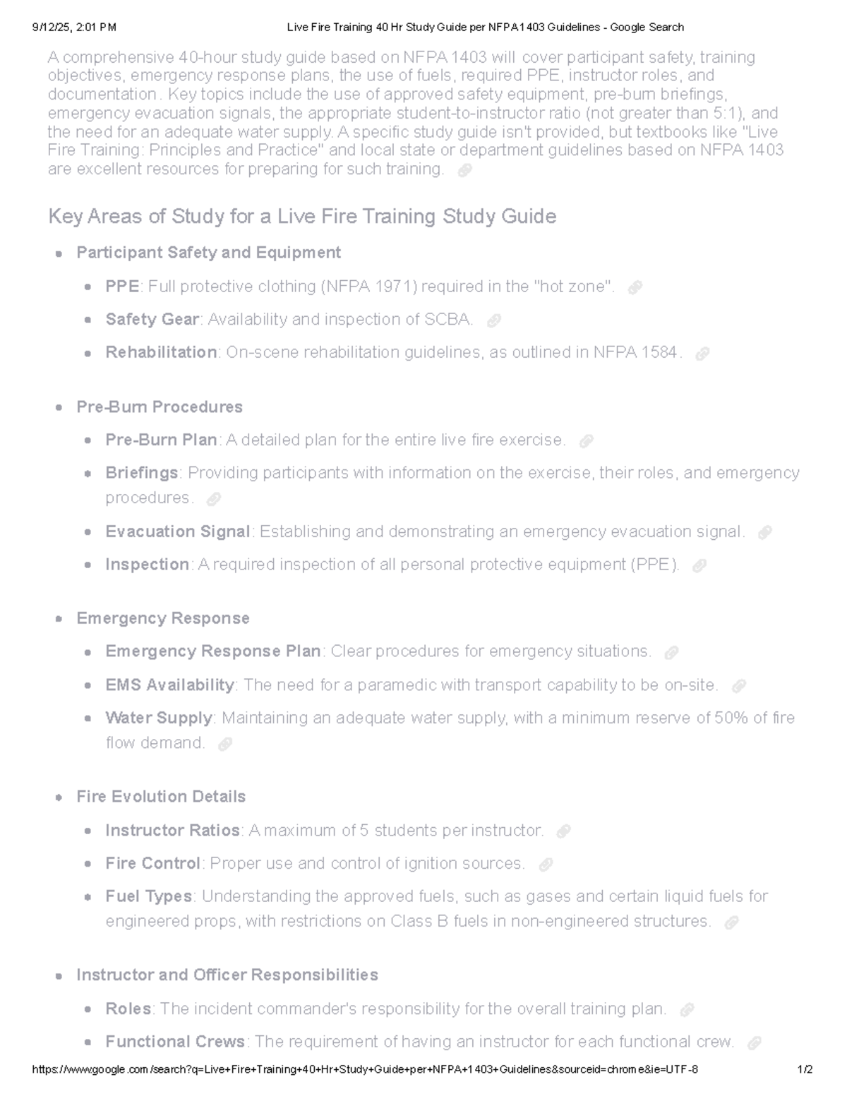 Live Fire Training 40 Hr Study Guide: NFPA 1403 Compliance - Studocu