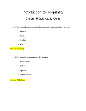 Chapter 1 Quiz Study Guide - Introduction to Hospitality Chapter 1 Quiz ...