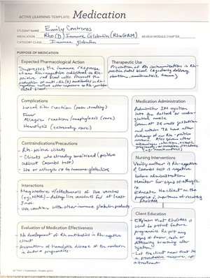 ACTIVE LEARNING TEMPLATE: Actions for Epidural Complications - Studocu