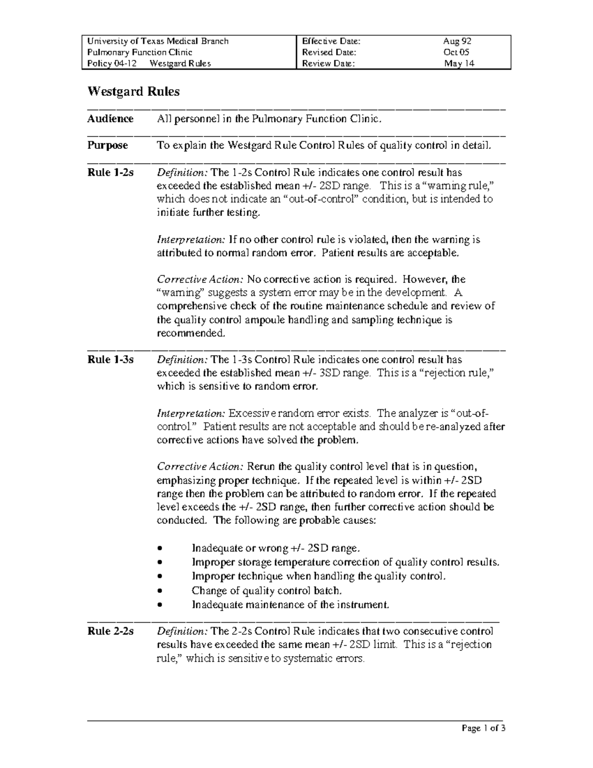 04-12 ABG - Understanding Westgard Rules for Quality Control - Studocu