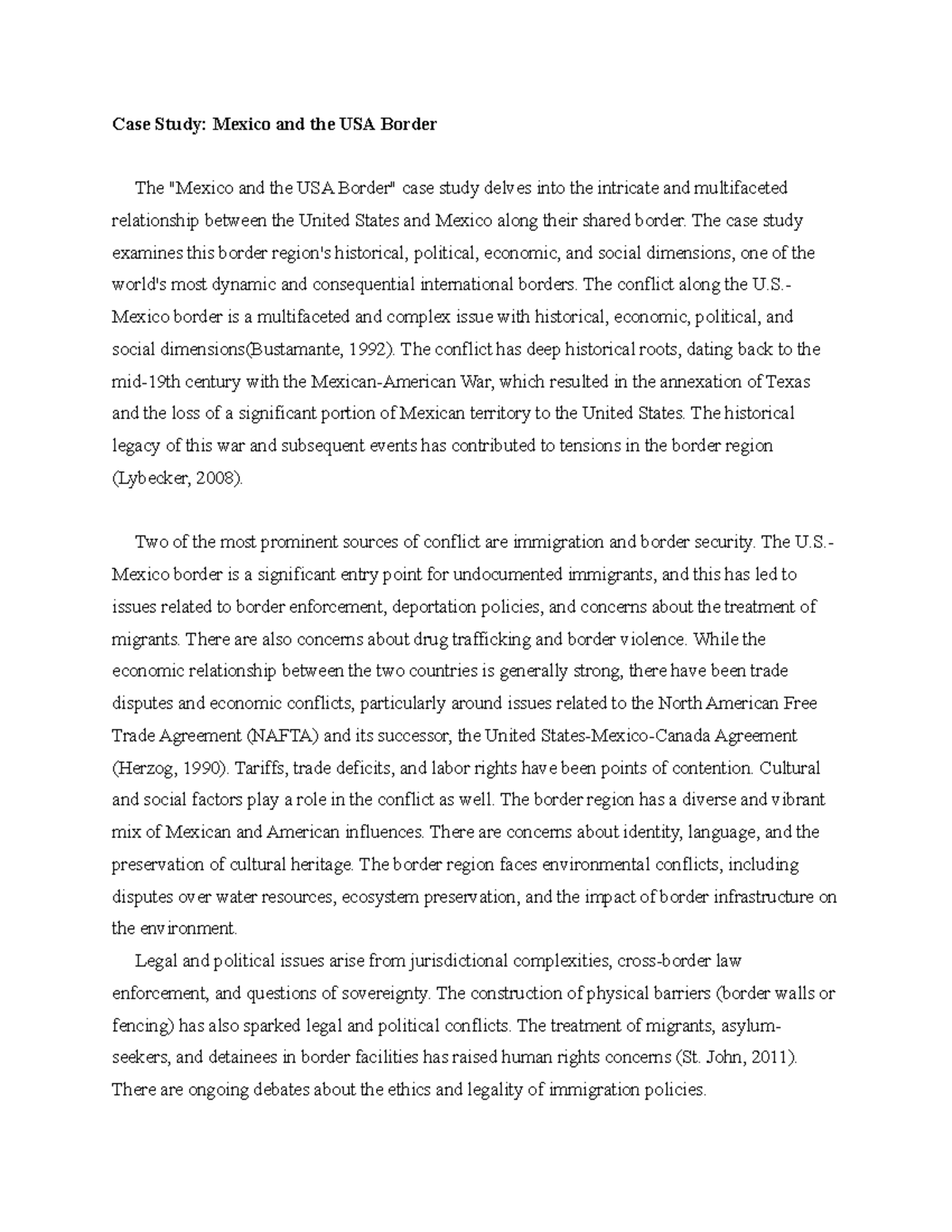 Case Study: Complex Relations at the Mexico-USA Border (CST 101) - Studocu