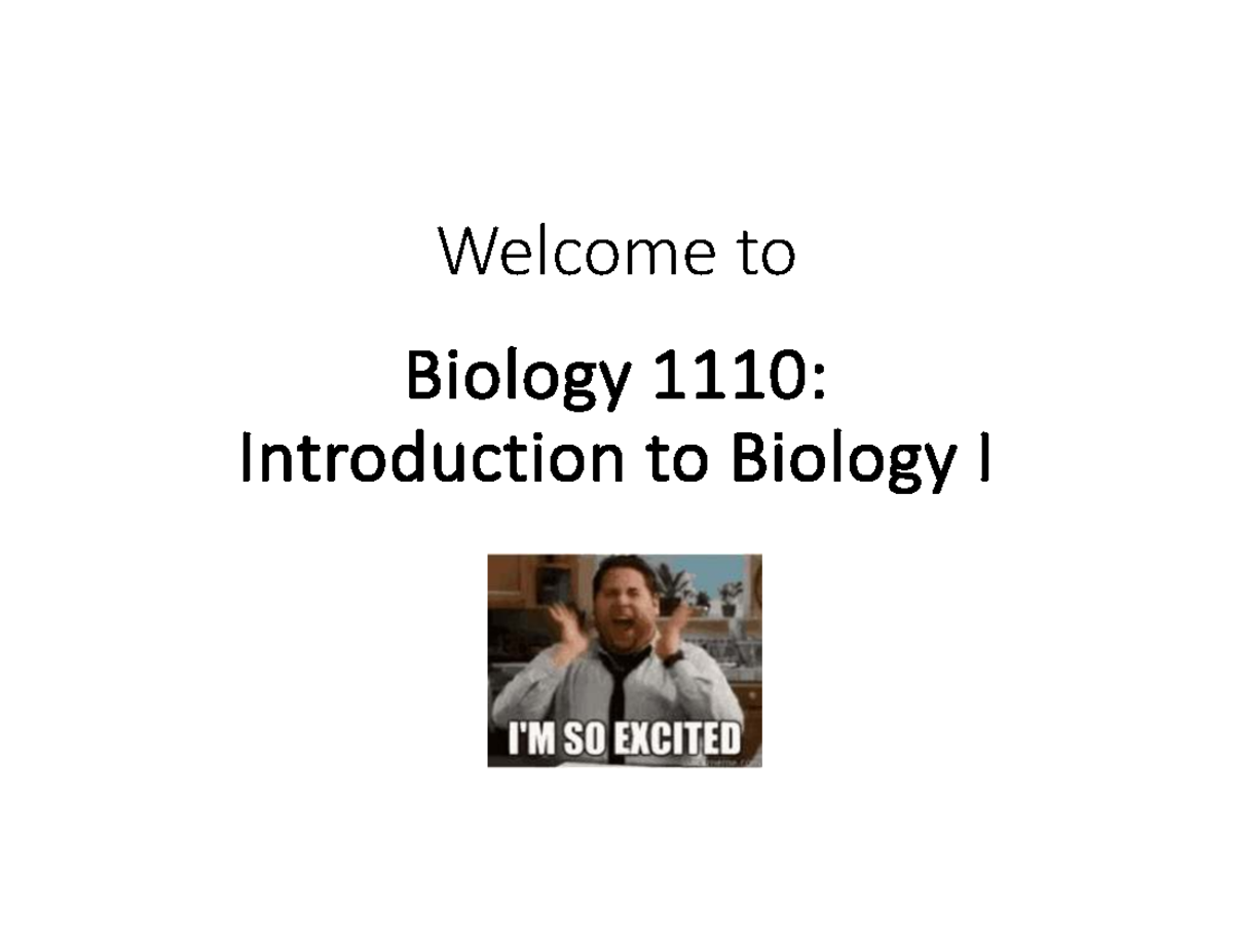 Biology 1110: Introduction to Biology I Lecture Notes - Studocu