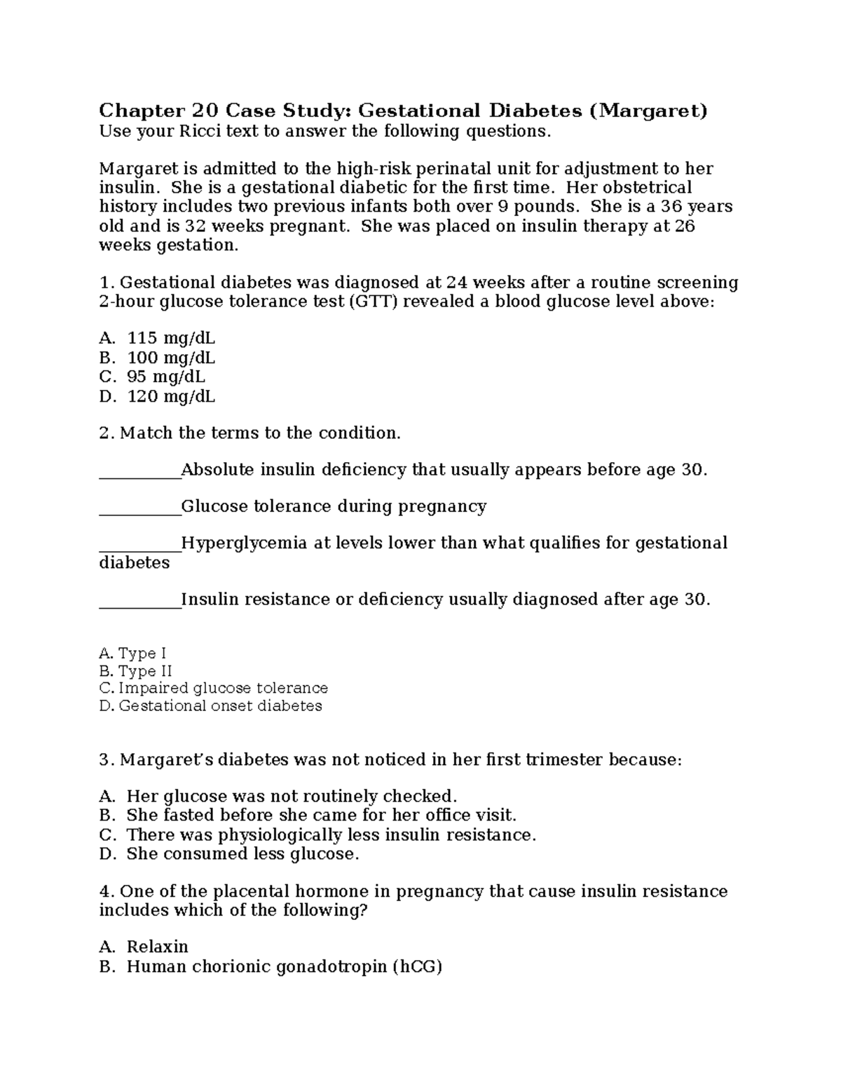 Gestational Diabetes Case Study-1: Insights from Margaret's Condition ...