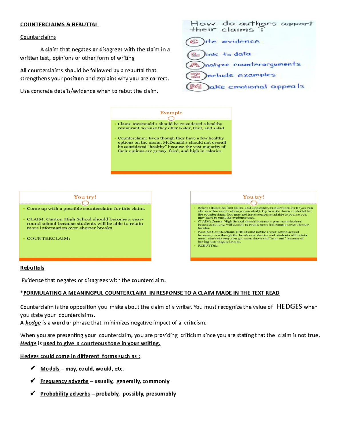 Counterclaims & Rebuttals: Understanding Essential Strategies - Studocu