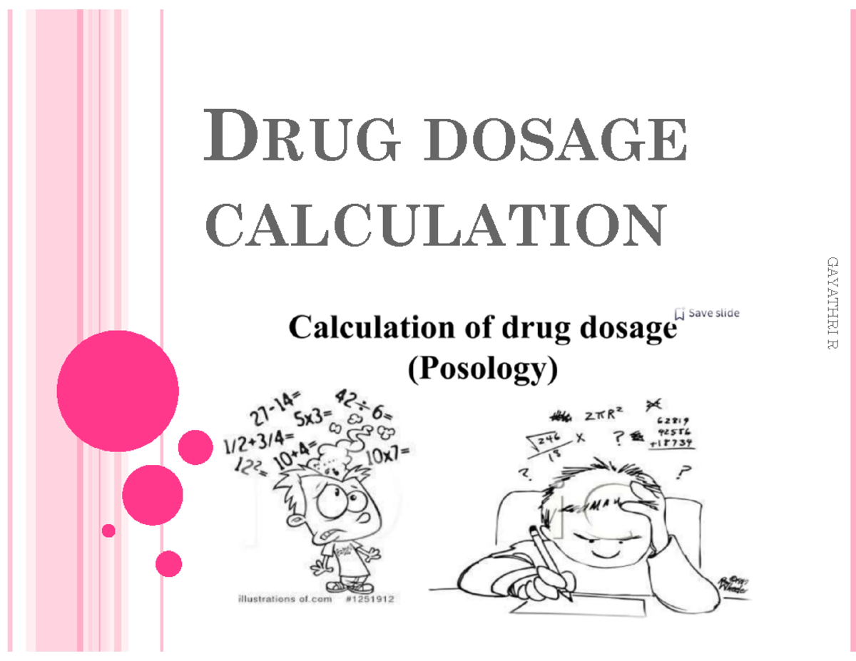 MED 21 - BSc Drug Dosage Calculation and Prescription Overview - Studocu