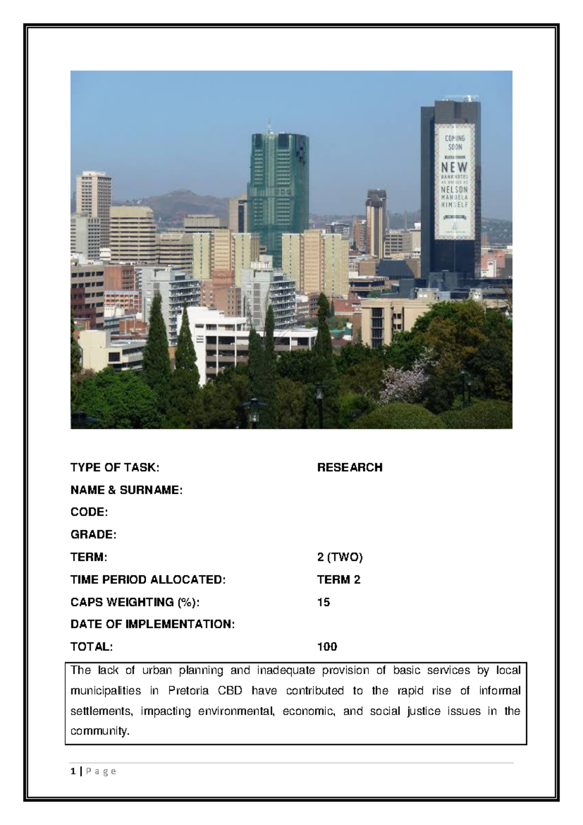 Urban Planning Challenges in Pretoria CBD: Impact on Informal ...