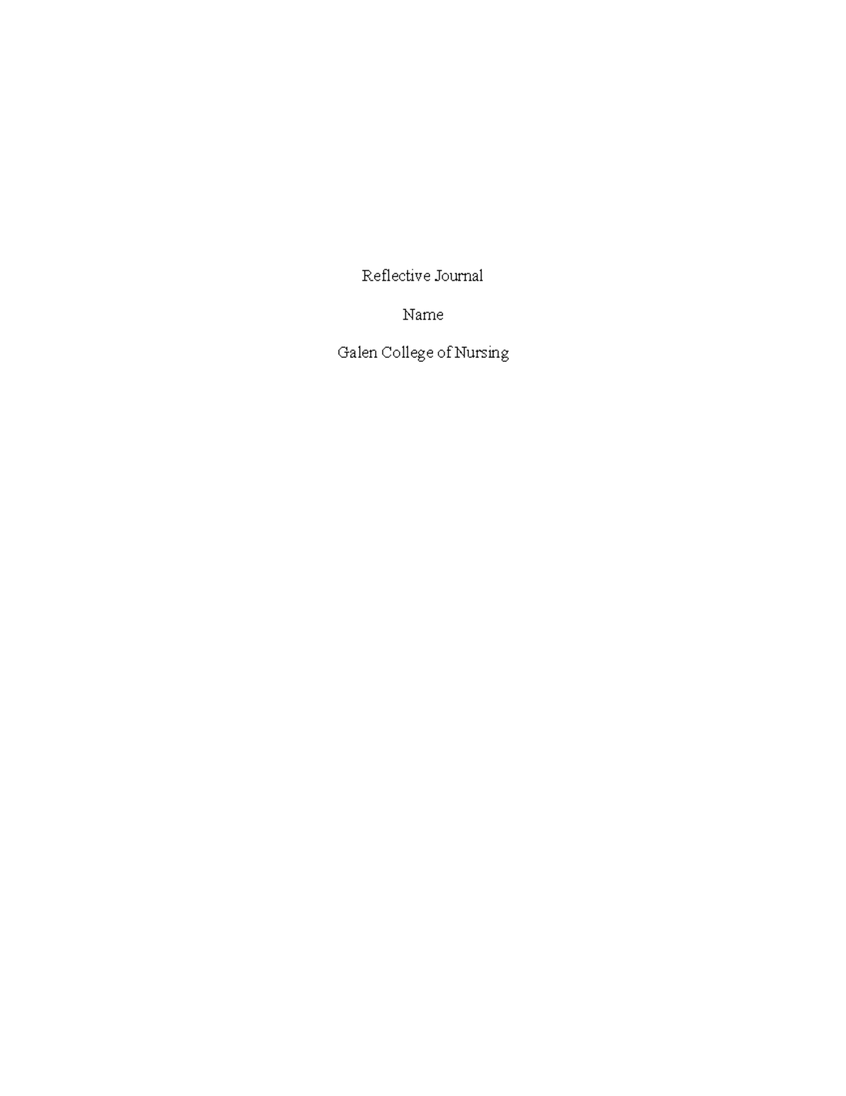 Reflective Journal Template for Nursing Clinical Experience - Studocu
