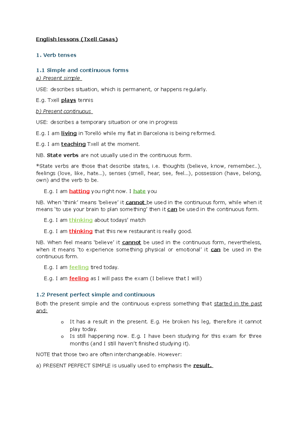 English Structures: Verb Tenses and Modal Verbs (ENG101) - Studocu