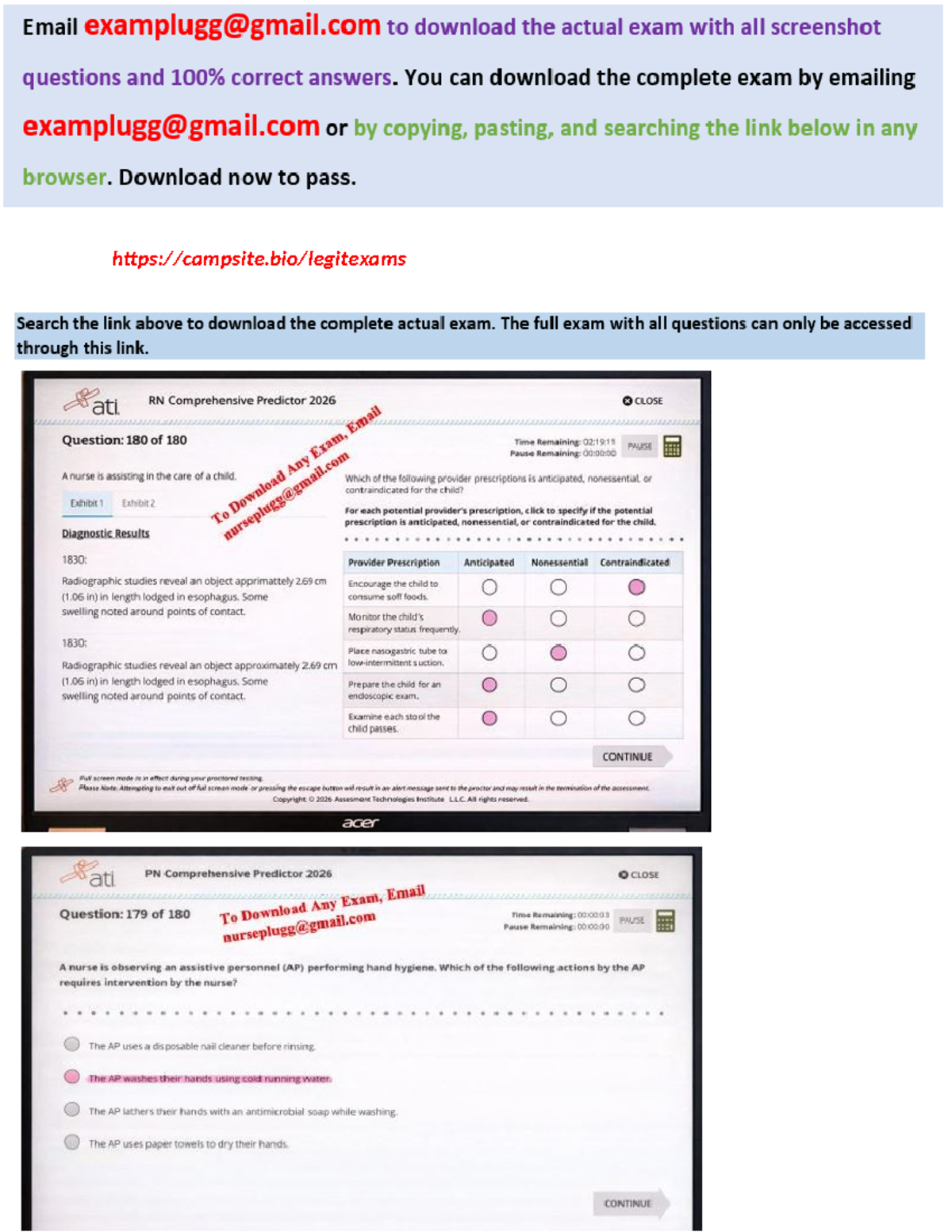 Ace ATI PN Comprehensive Predictor 2026 Exit Exam with NGN 180 Q&A ...