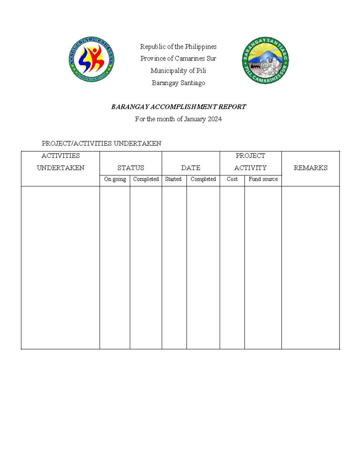 Republic-of-the-Philippines - Province of Camarines Sur Municipality of ...