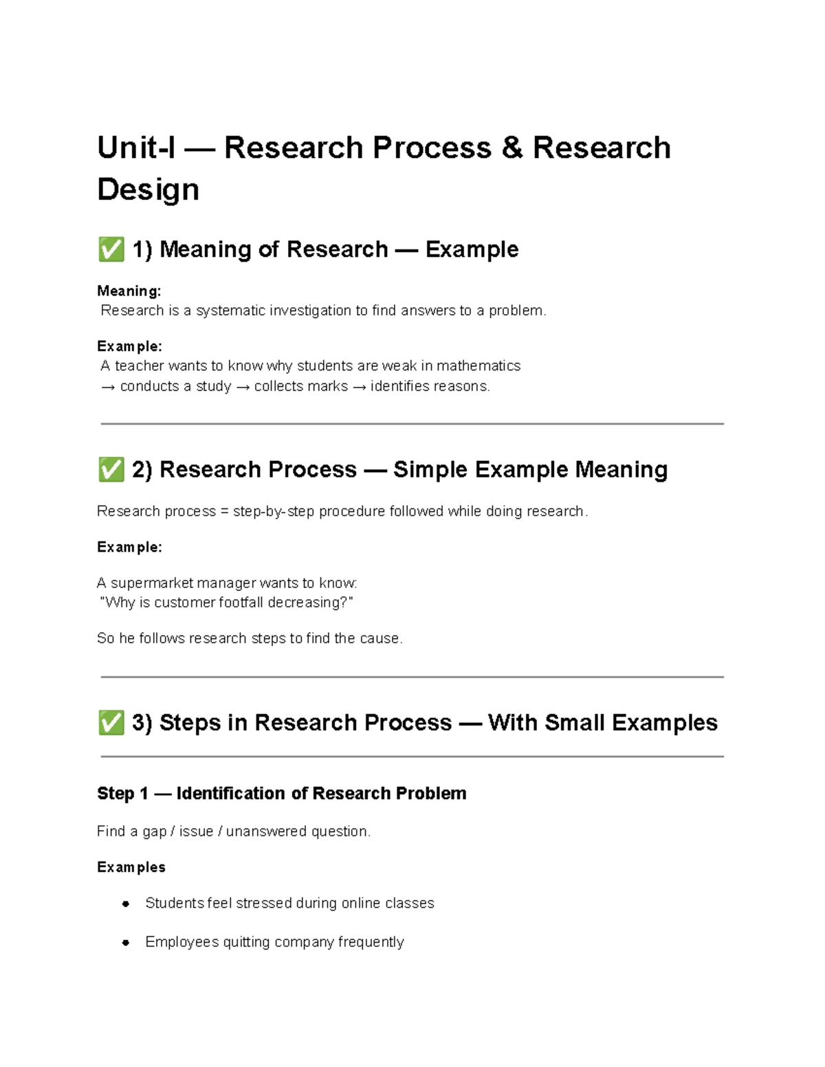 Unit-I: Research Process & Research Design Overview - Studocu