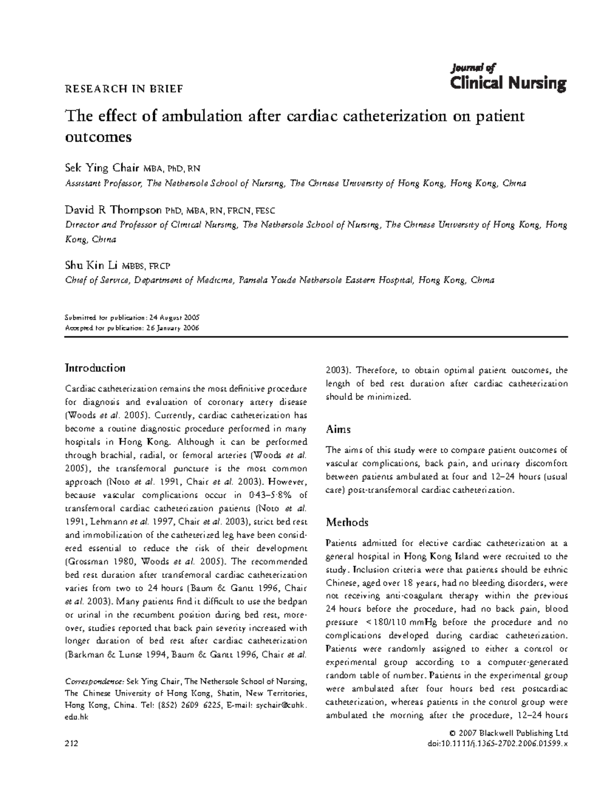 Study on Ambulation Post-Cardiac Catheterization and Patient Outcomes ...