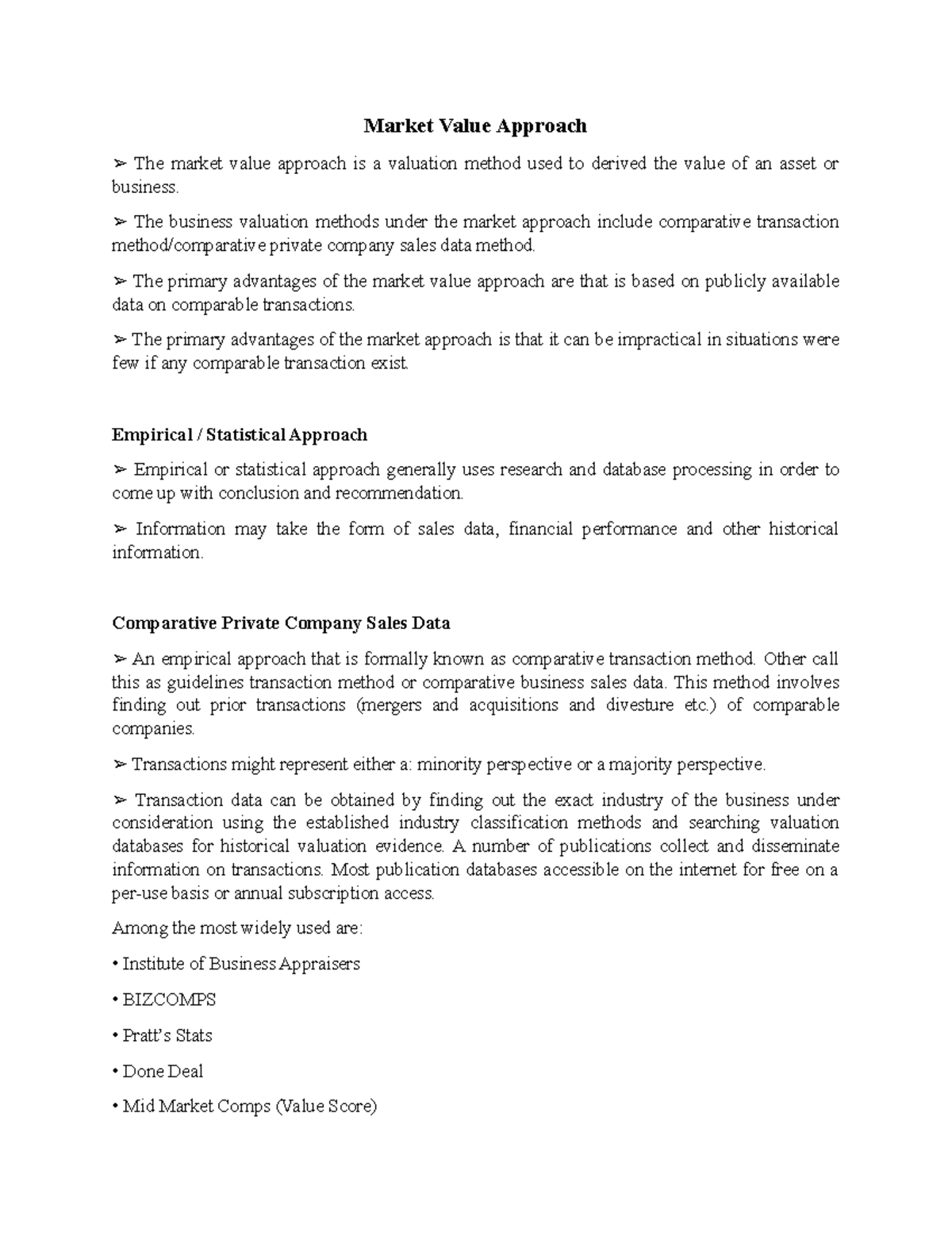 Market Approach Valuation Methods: A Comprehensive Guide - Studocu