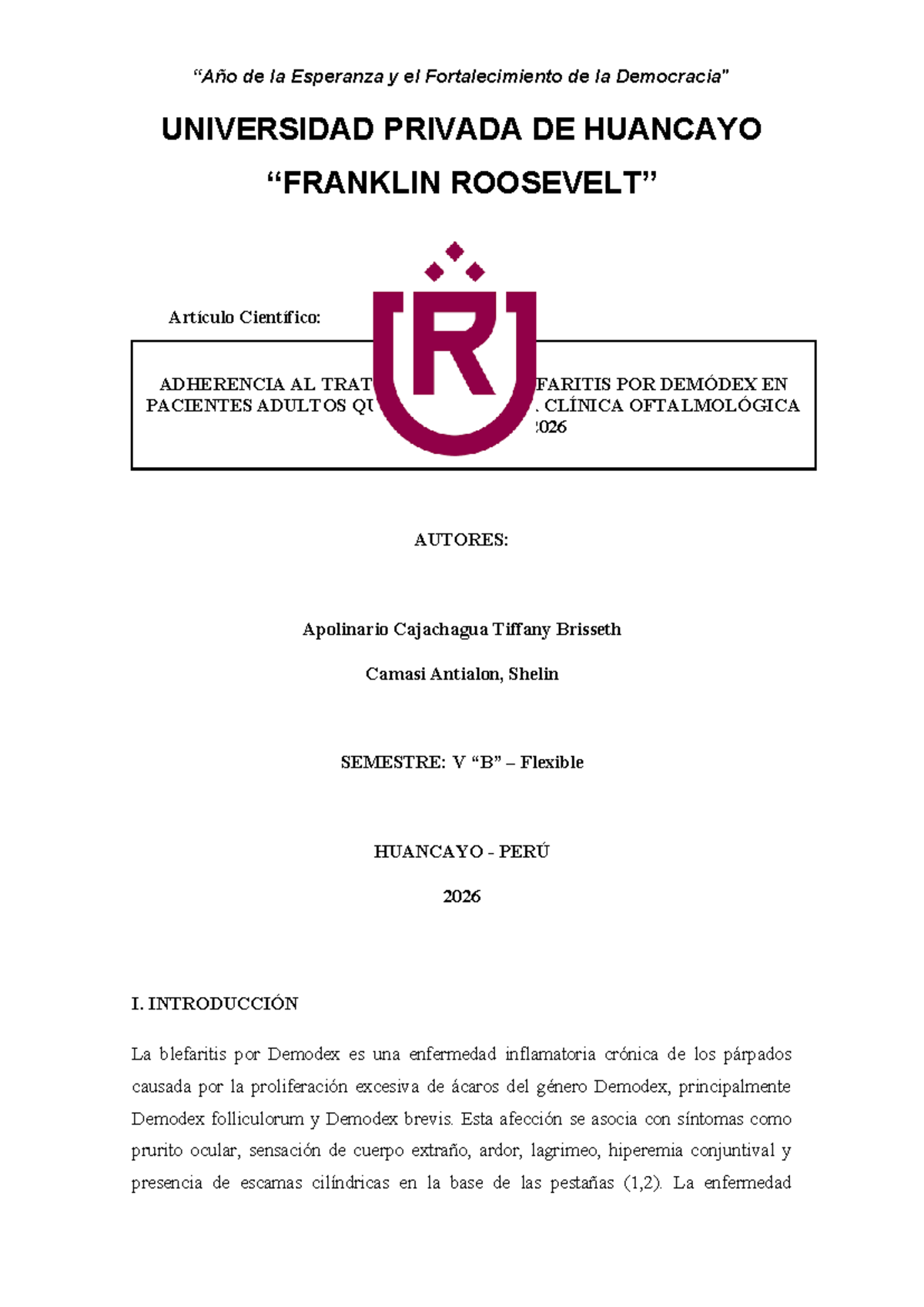 Adherencia al Tratamiento de Blefaritis por Demodex en Adultos - 2026 ...