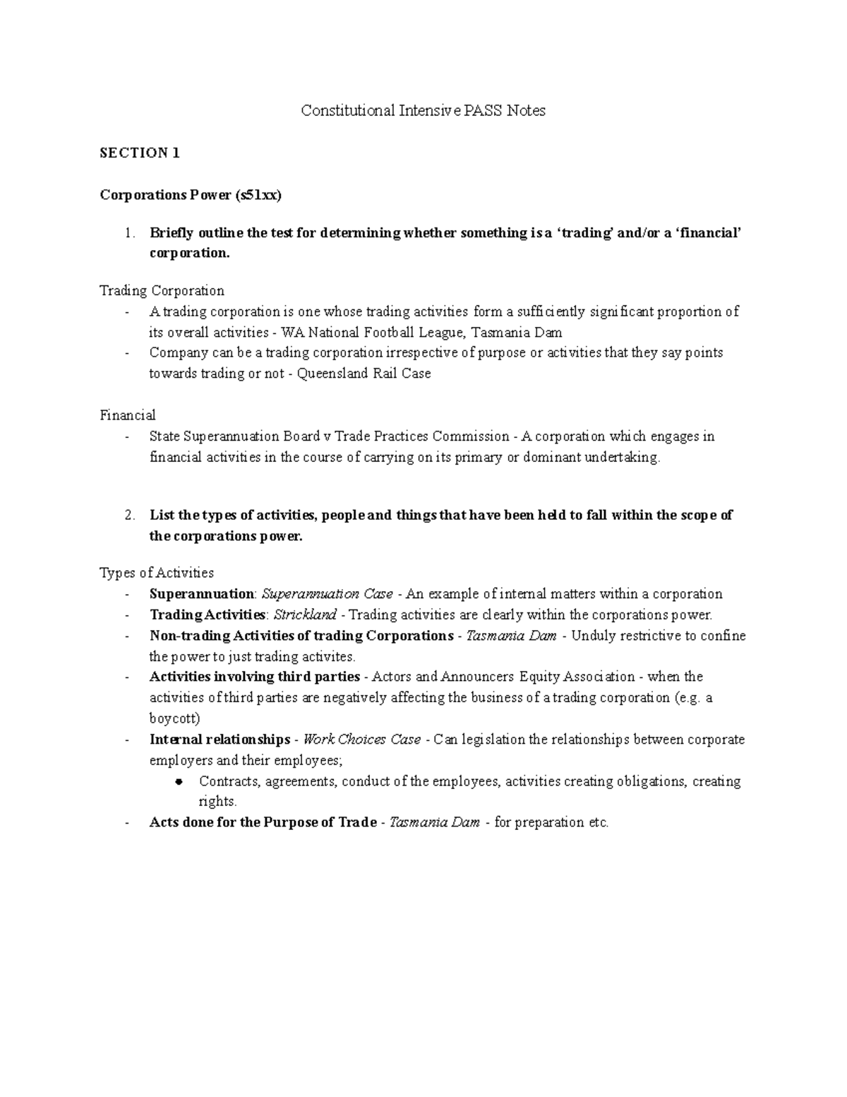 Constitutional Intensive Peer Assisted Study Session (PASS) Notes ...