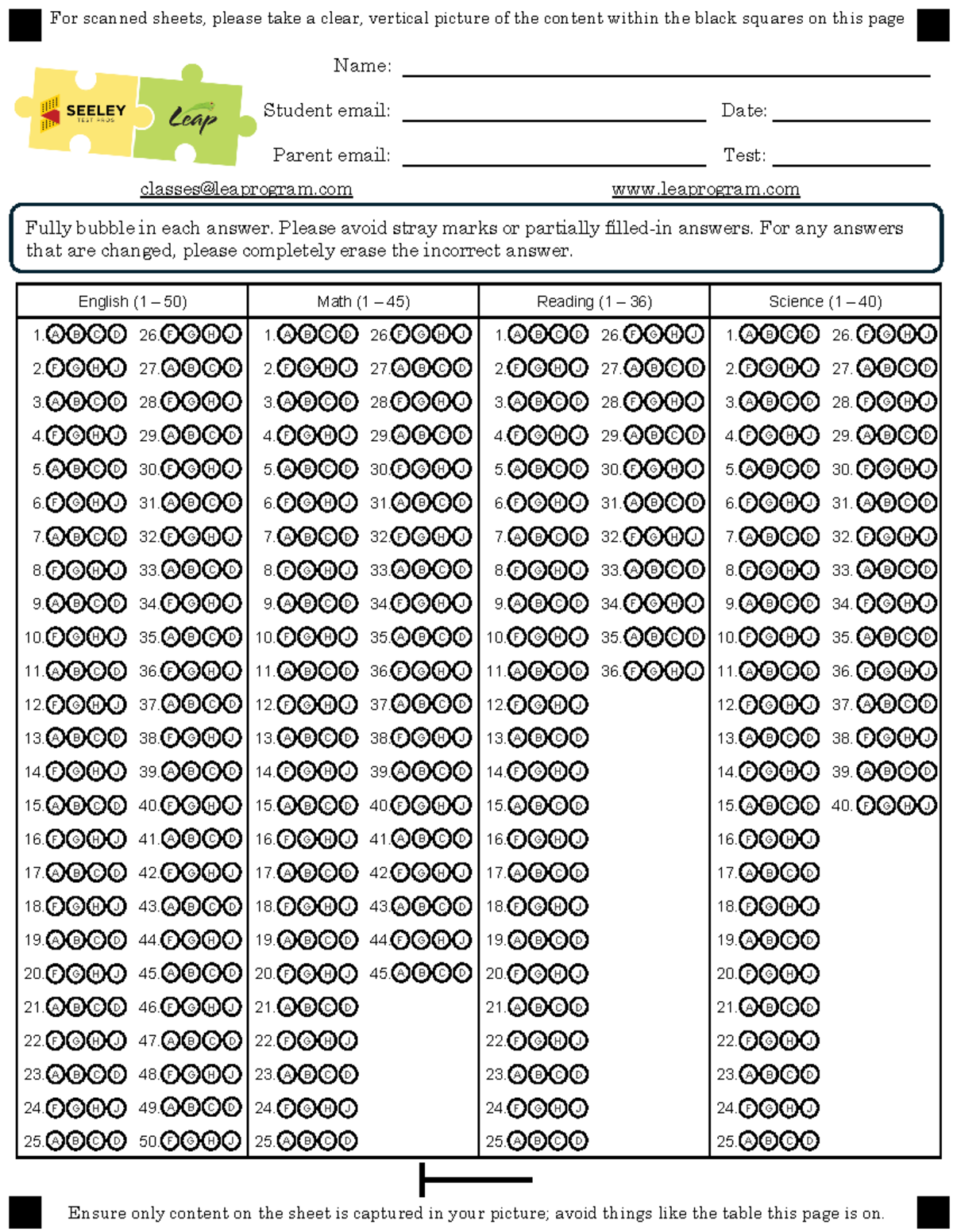 ACT Answer Sheet Instructions and Guidelines - Studocu
