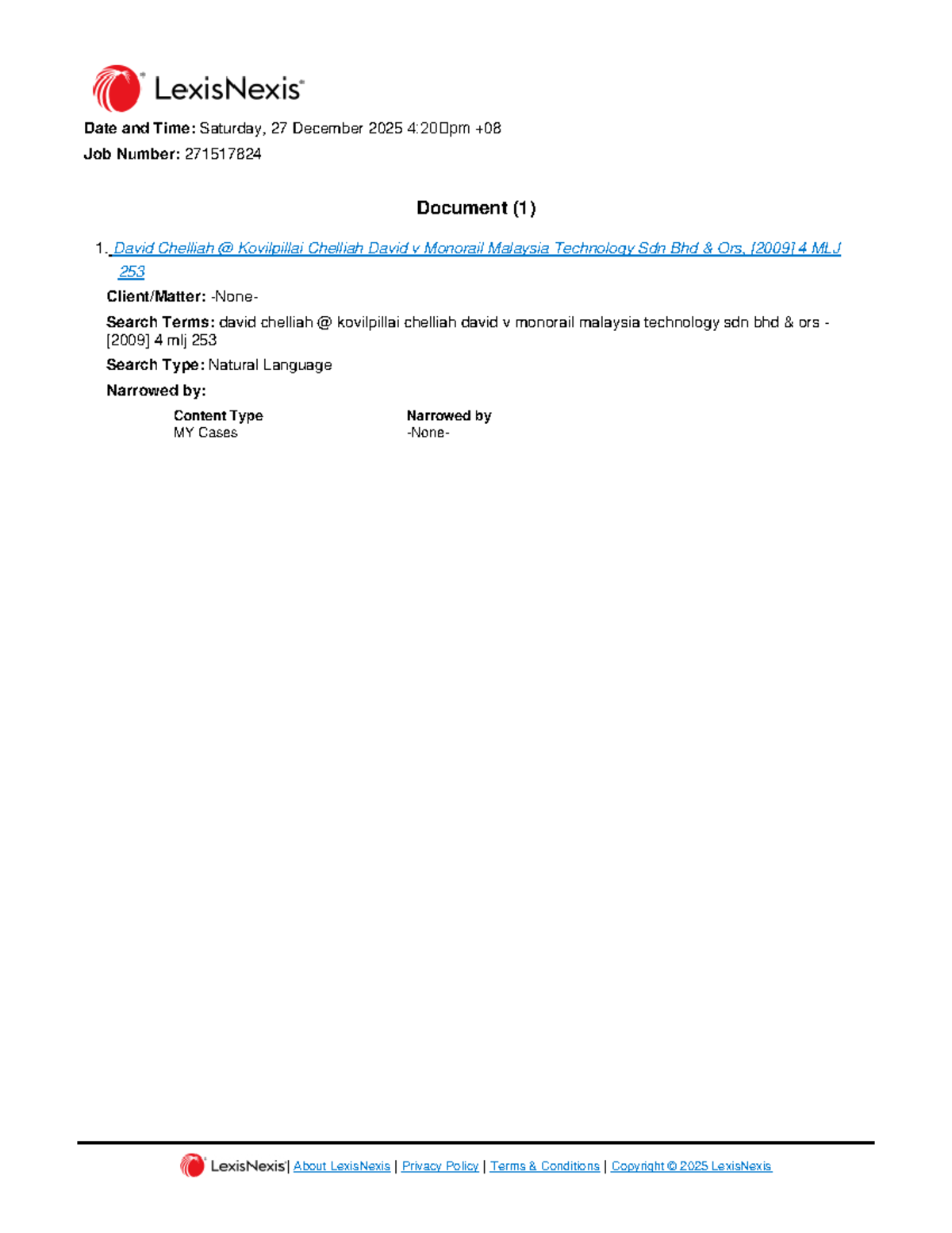 Case Analysis: David Chelliah v Monorail Malaysia Tech Sdn Bhd, 4 MLJ ...