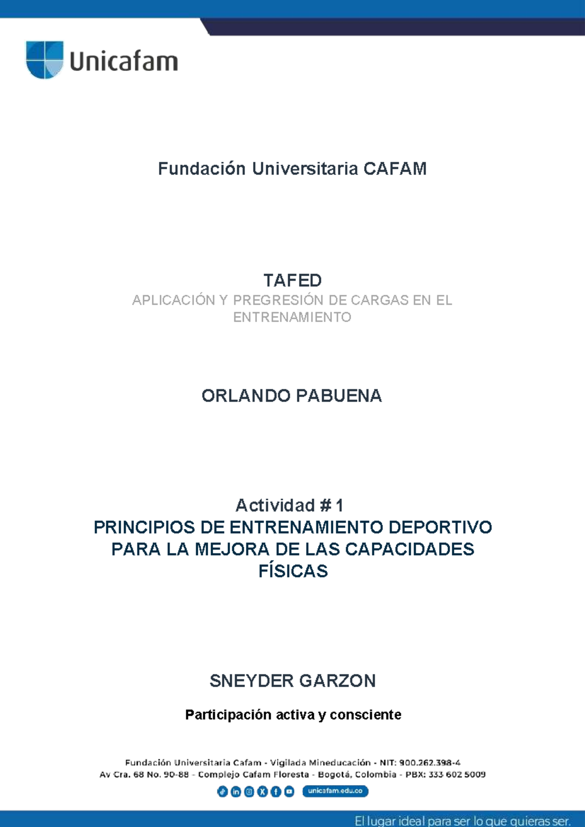 TAFED Actividad 1: Participación Activa y Consciente en Entrenamiento ...