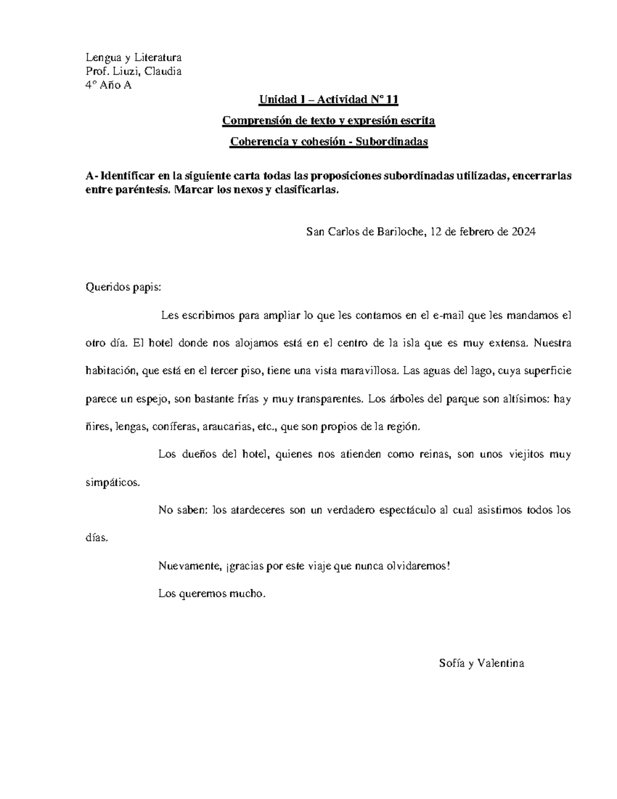 Lengua y Literatura - Unidad I Actividad Nº 11: Coherencia y Cohesión ...