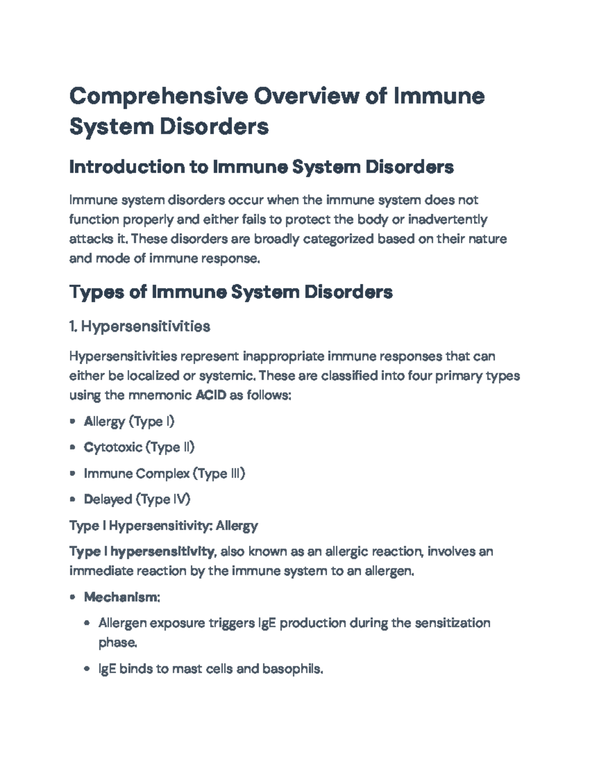Comprehensive Overview of Immune System Disorders (BIOL 101 ...