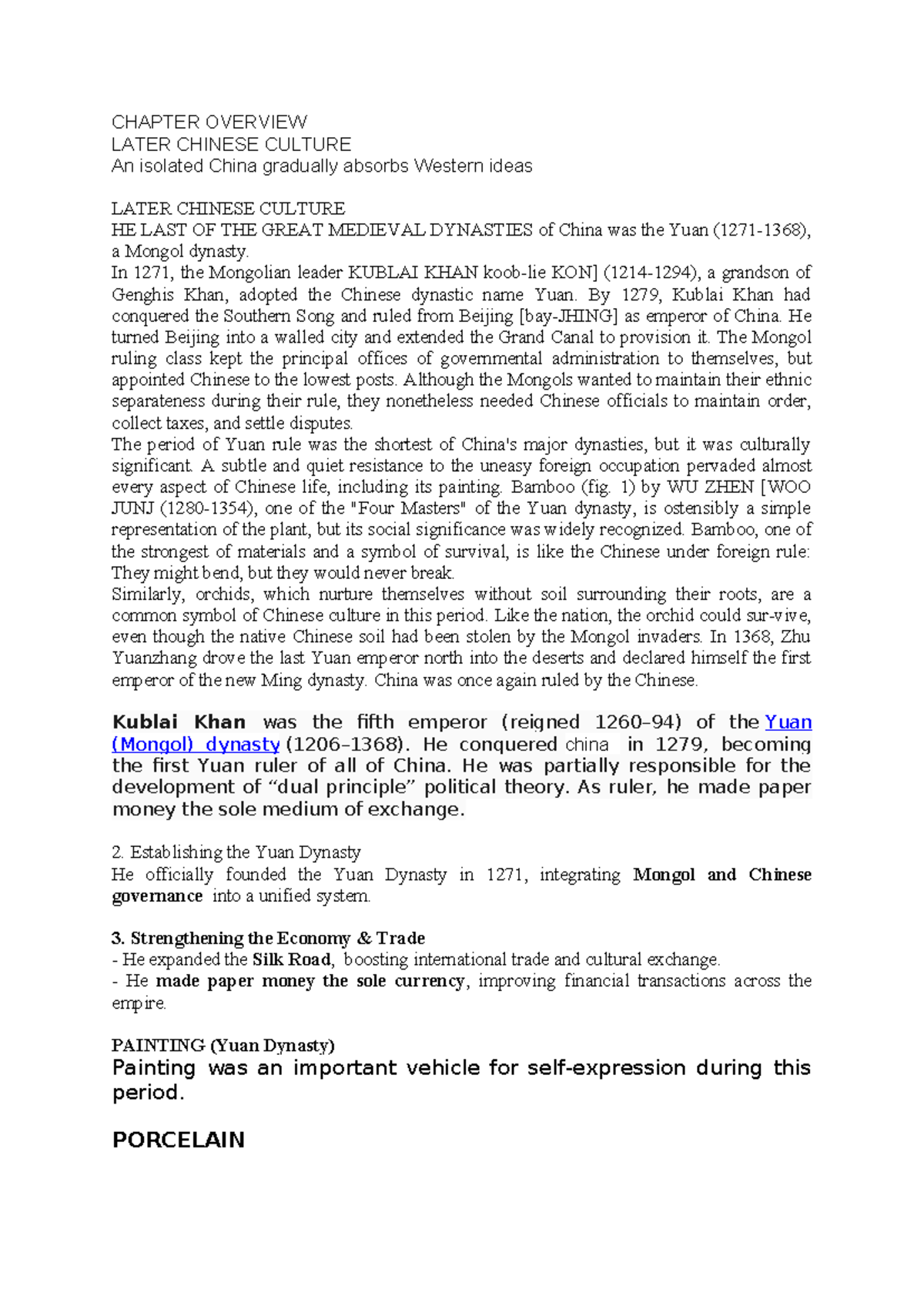 CHAPTER OVERVIEW: LATER CHINESE CULTURE (CHINESE CIVILIZATION) - Studocu