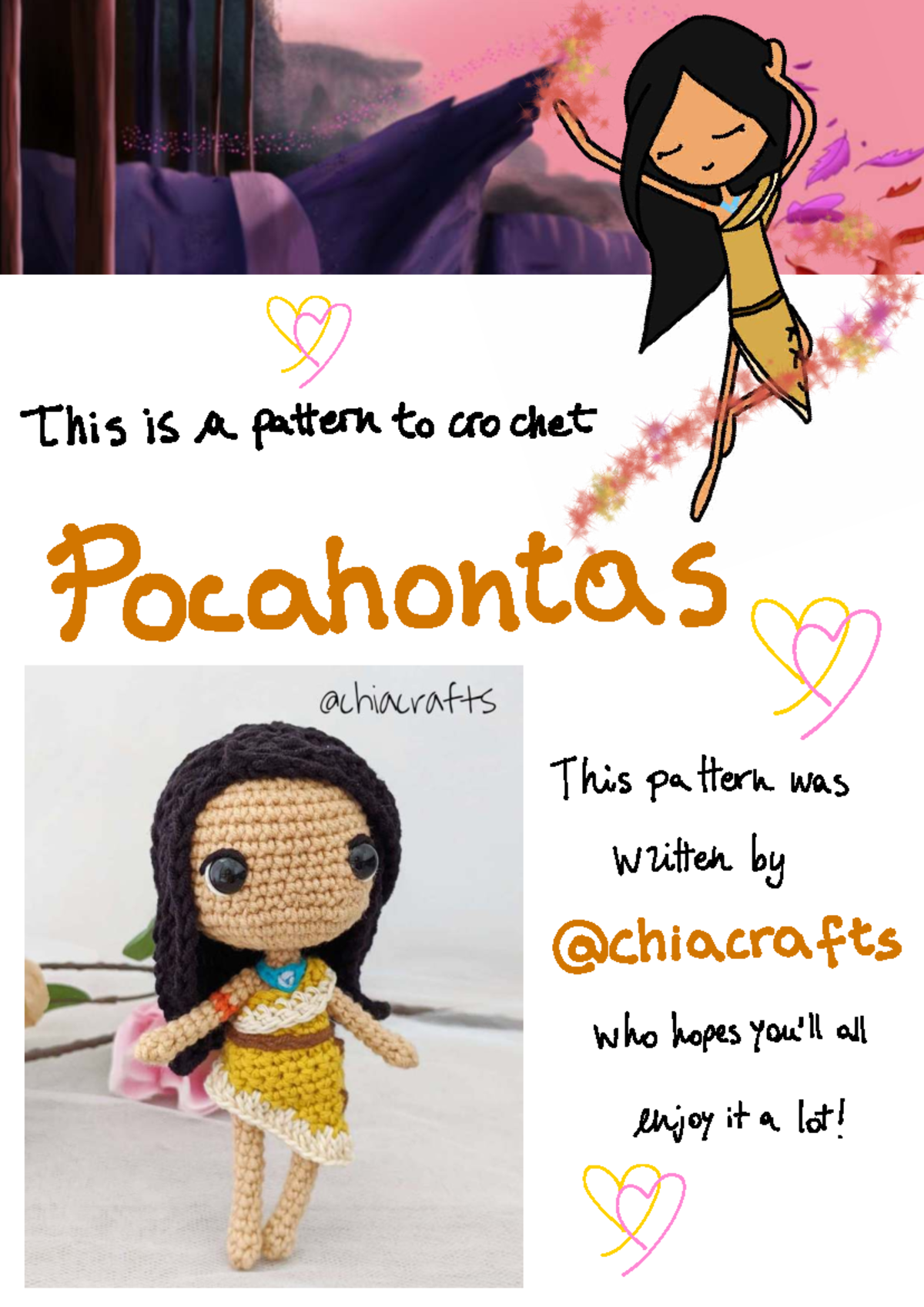 Pocahontas Amigurumi Crochet Pattern by @chiacrafts - Studeersnel