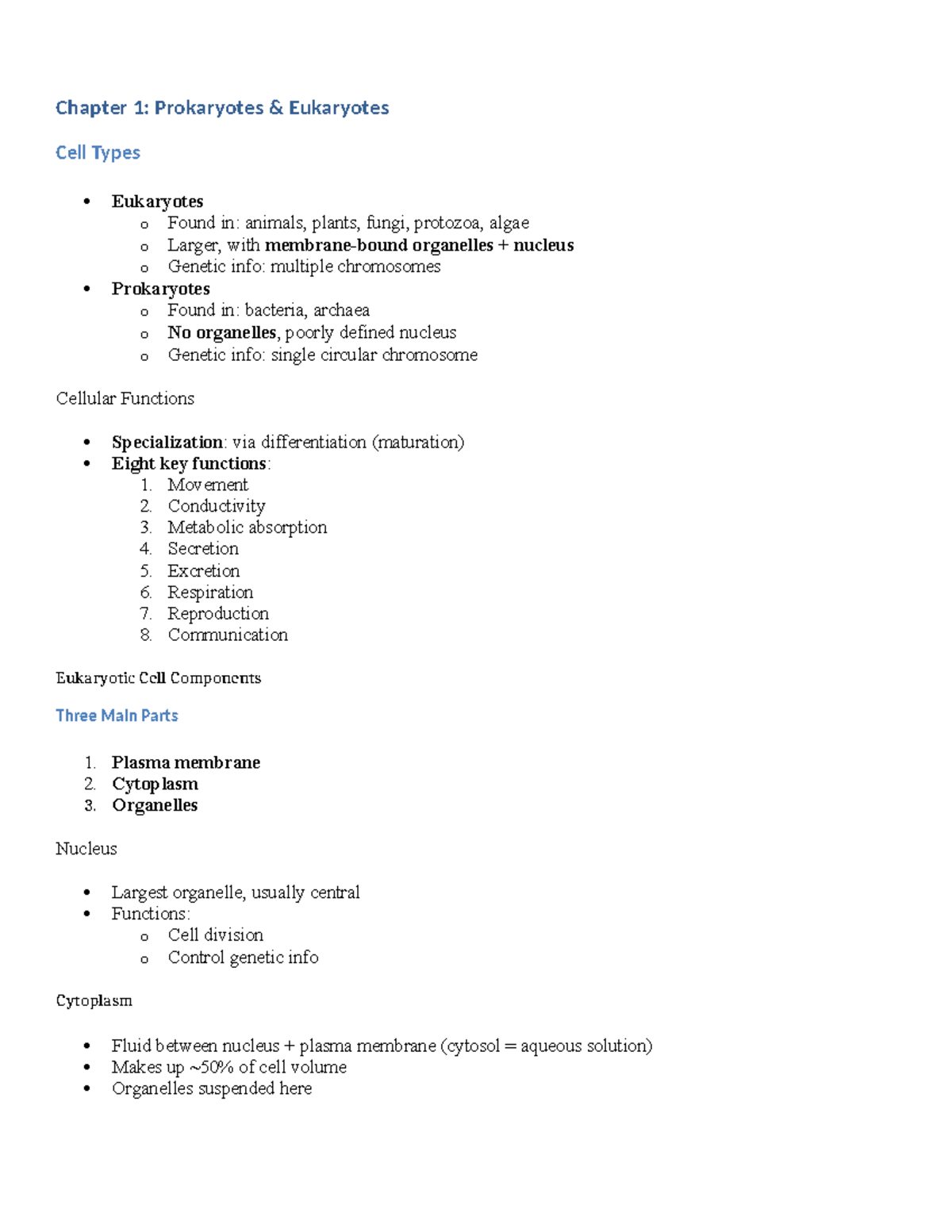 Cell Bio Study Guide - PATHO: Chapter 1 & 2 Overview - Studocu