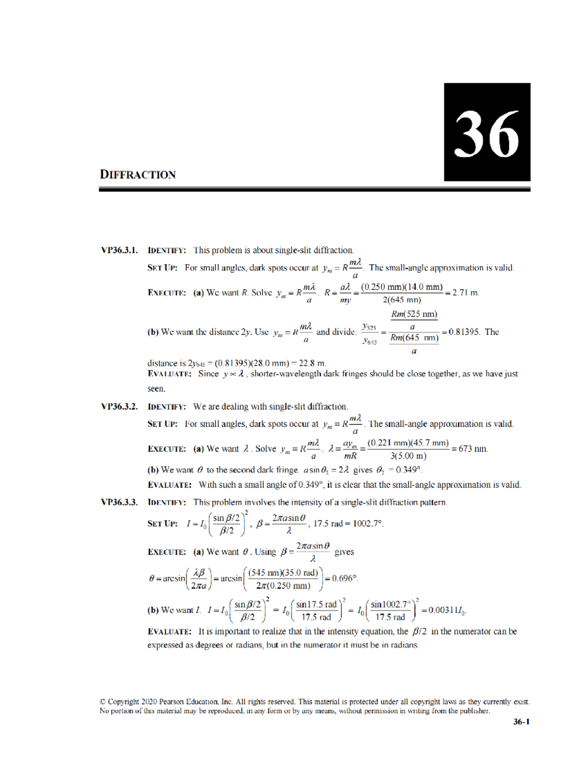 Diffraction Problems and Solutions - VP36.3.1 to VP36.3.3 - Studocu