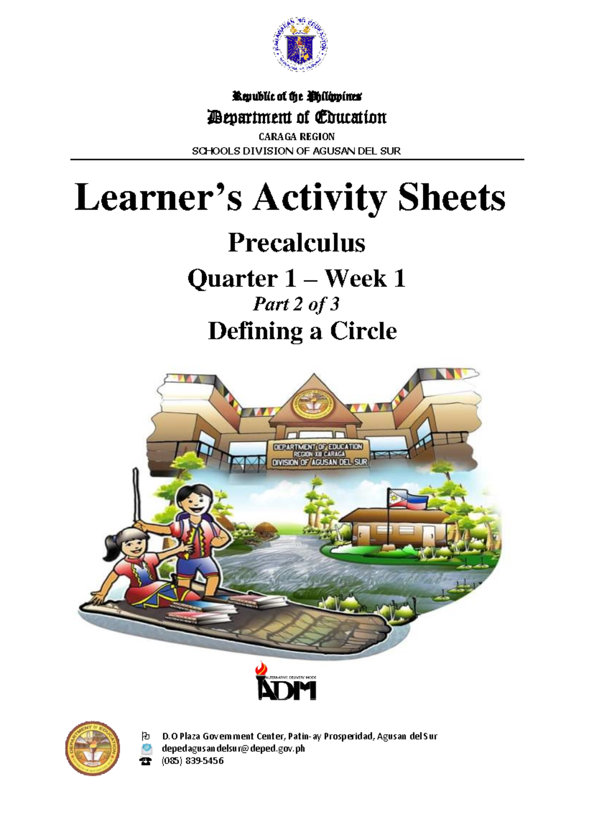 Precalculus Grade 12 Activity Sheet Q1 W1 Part 2: Defining a Circle ...