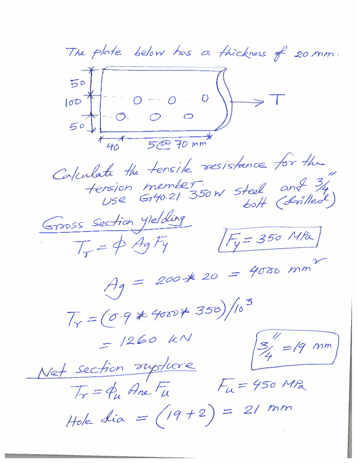 Tension Member Example - Plate Calculation for G40.21 350W Steel - Studocu