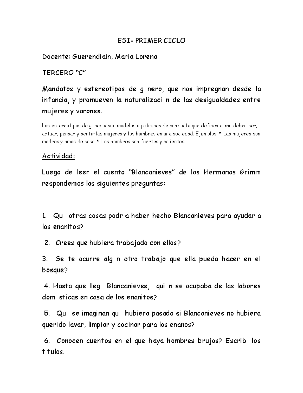 ESI 3° - Actividad sobre Mandatos y Estereotipos de Género en ...